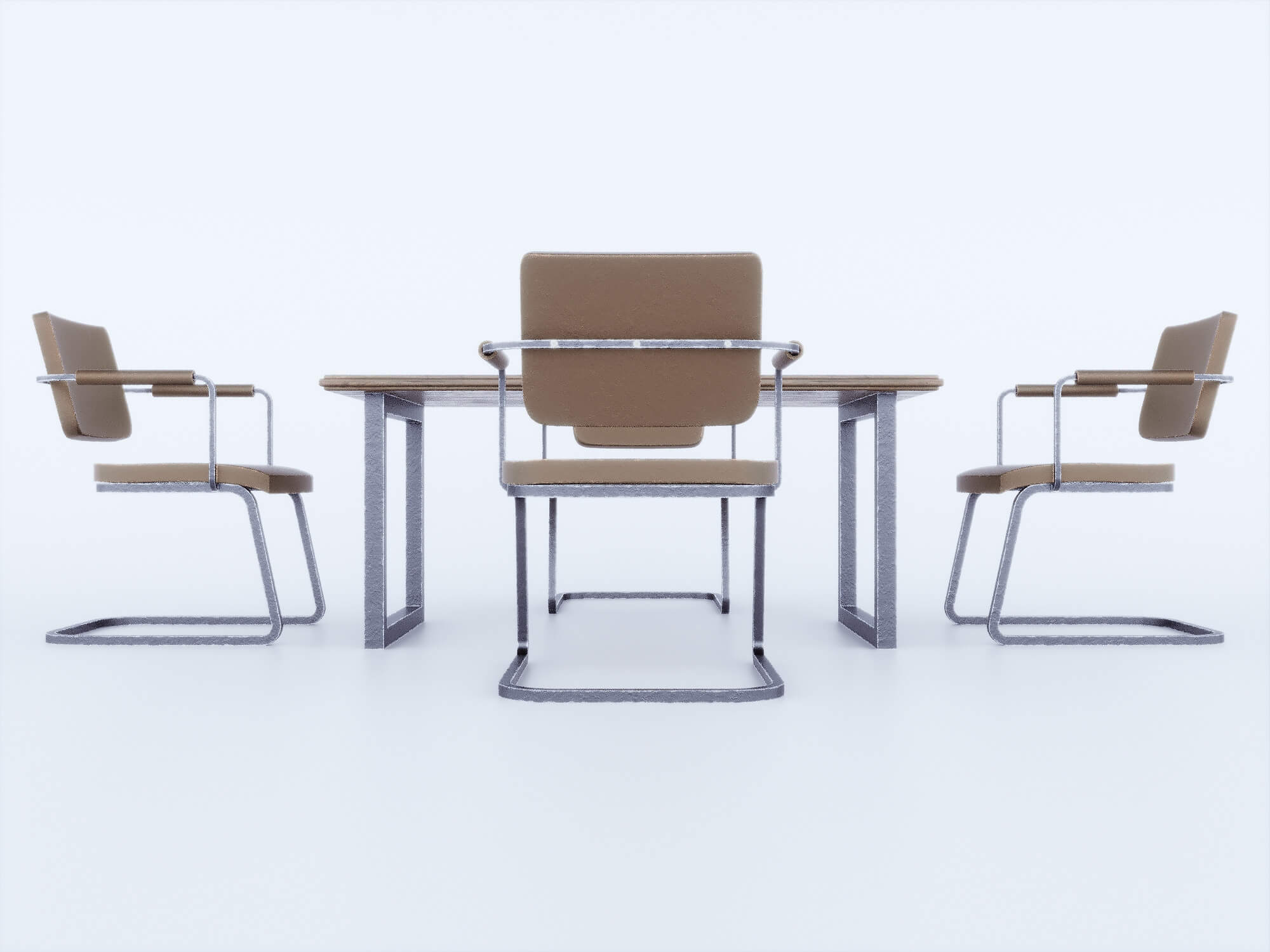 Furniture Office Table With Map - 3D Model by malibusan