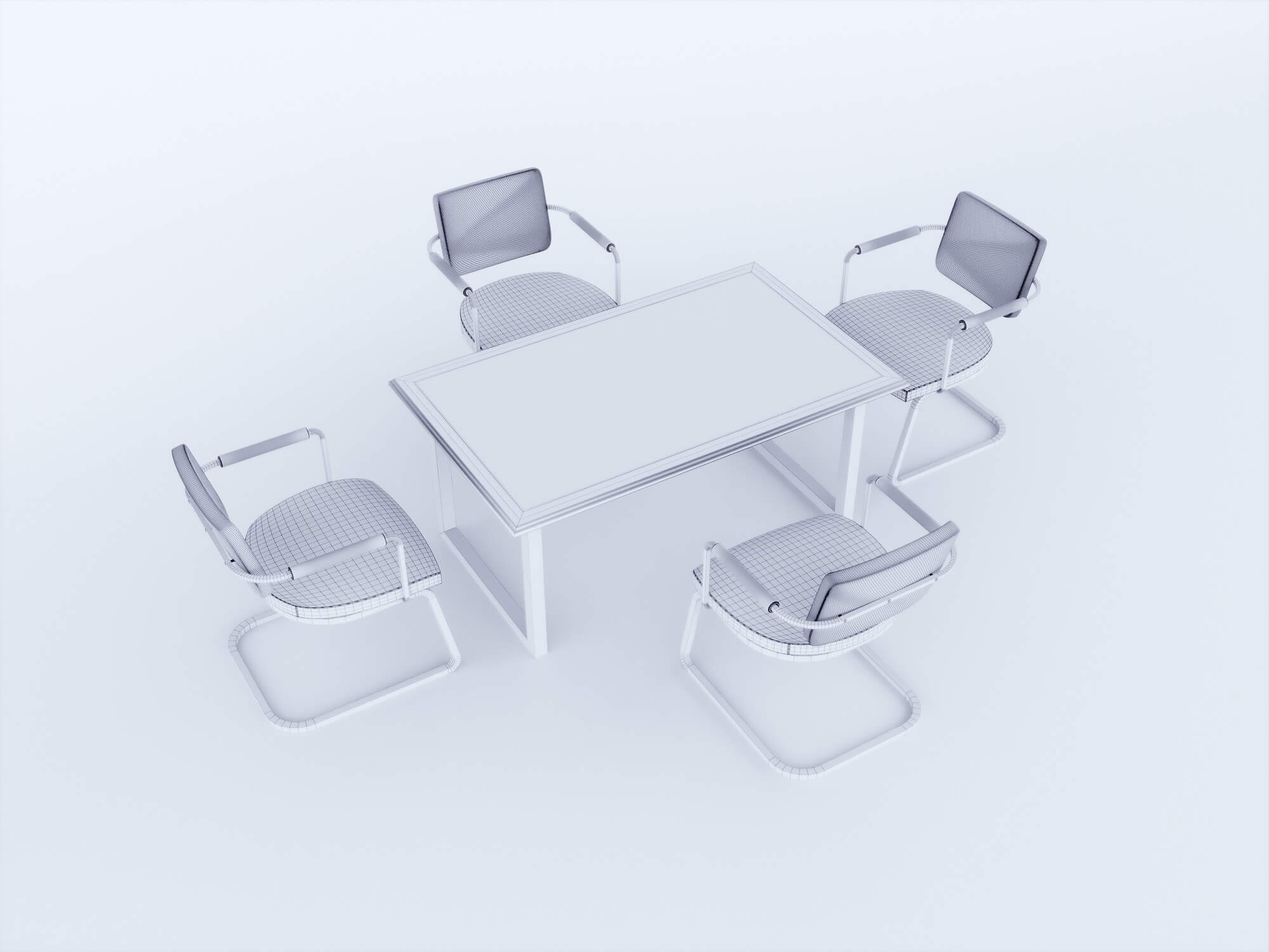 Furniture Office Table With Map - 3D Model by malibusan