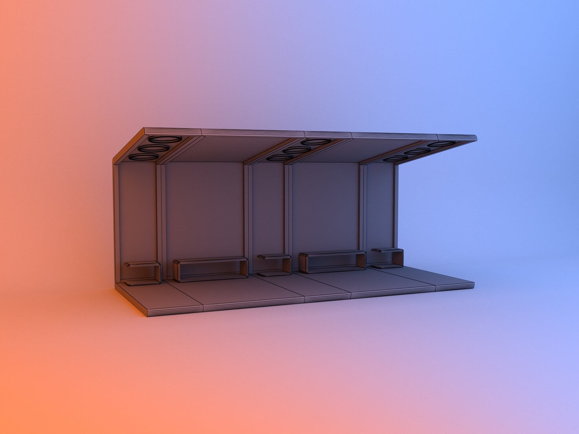 Futuristic Mix Color Bus Stop with Light - 3D Model by malibusan