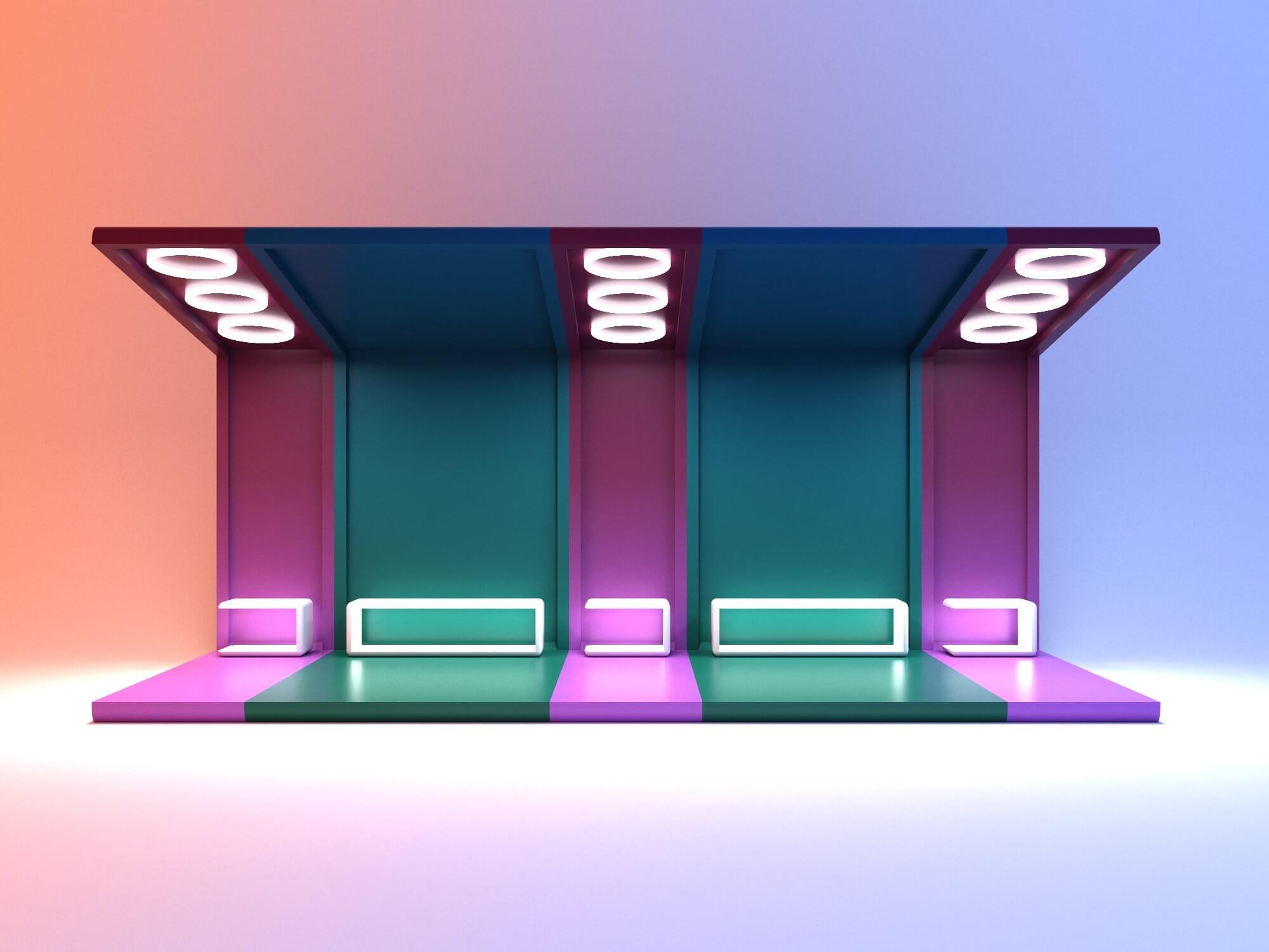 Futuristic Mix Color Bus Stop with Light - 3D Model by malibusan