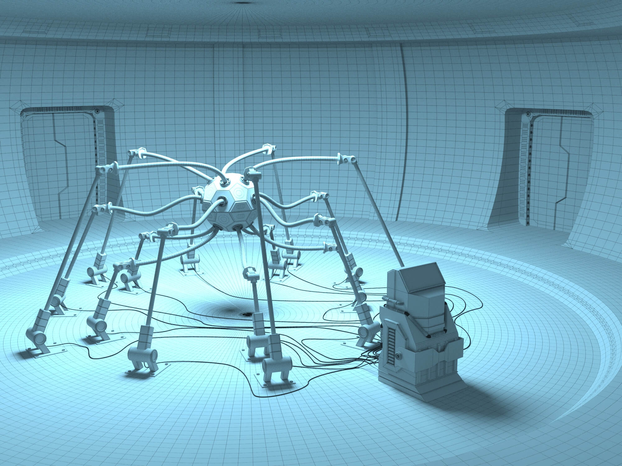 Futuristic Sci-Fi Cyber Scientific Laboratory - Headquarters 3D Model ...