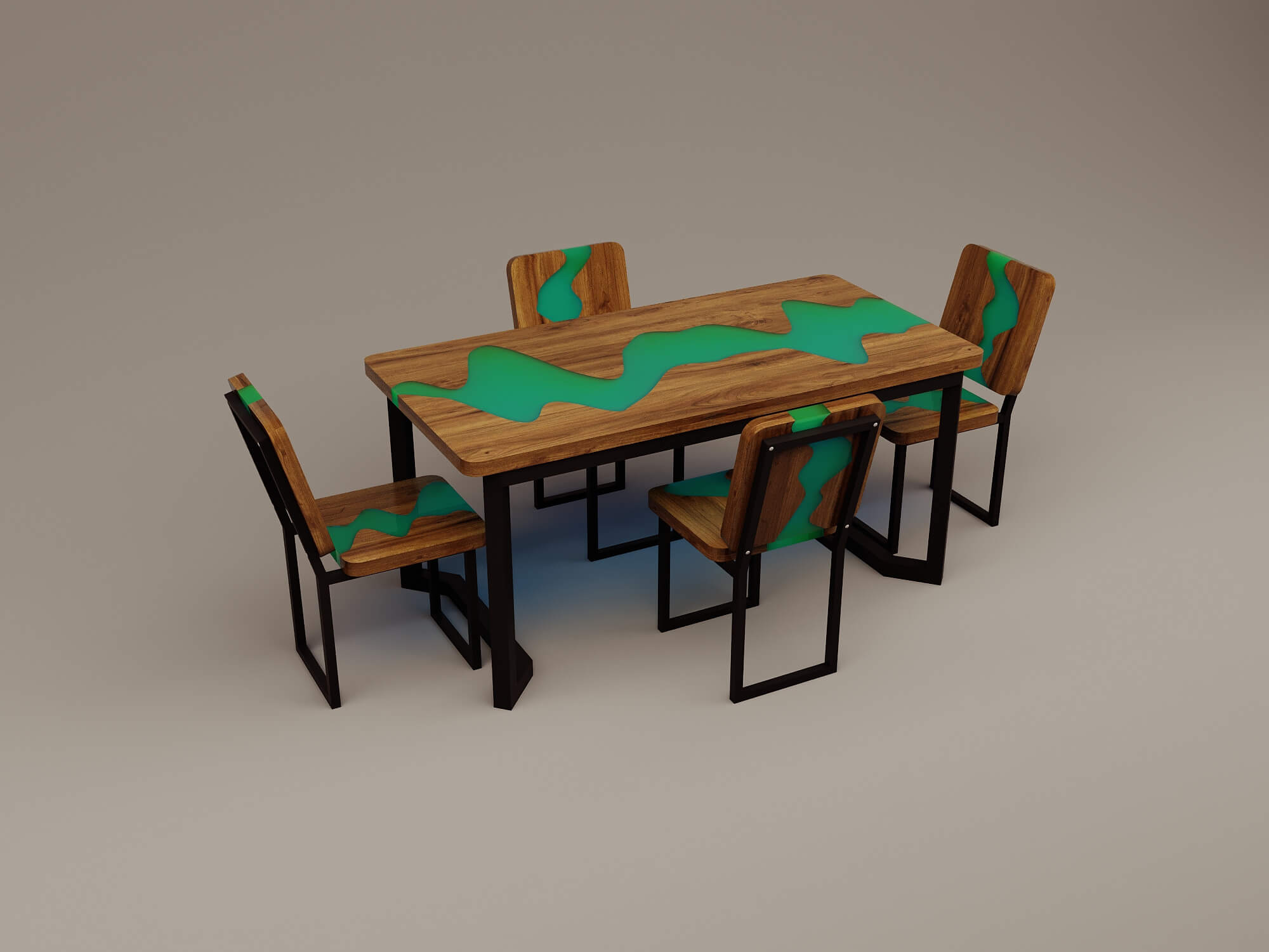 Futuristic Sci-Fi Office Slab Furniture Table Chair 3D Model by malibusan
