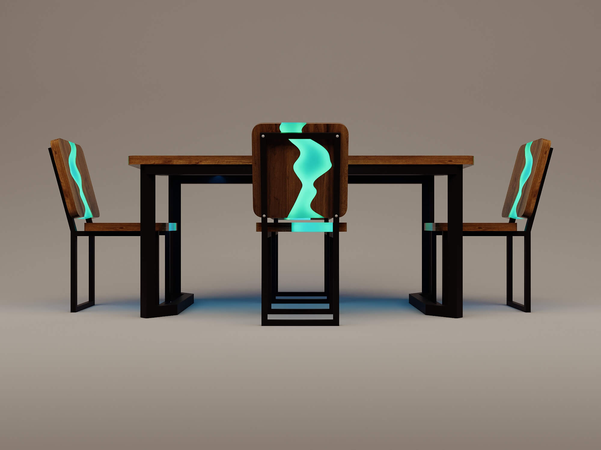 Futuristic Sci-Fi Office Slab Furniture Table Chair 3D Model by malibusan