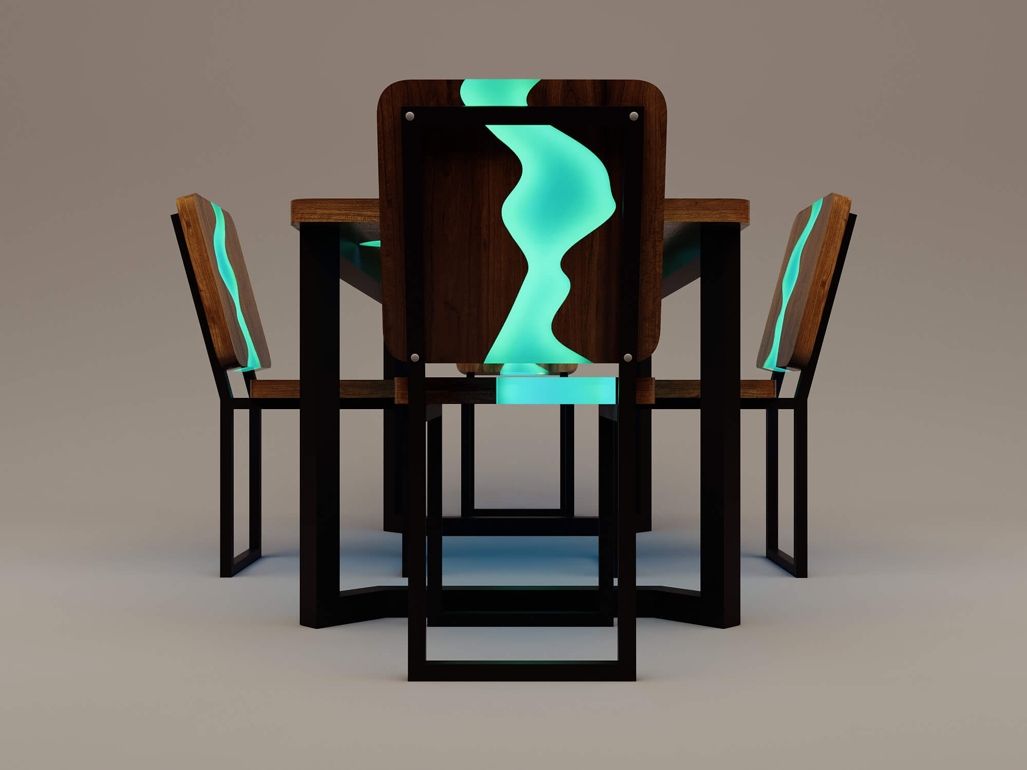 Futuristic Sci-Fi Office Slab Furniture Table Chair 3D Model by malibusan