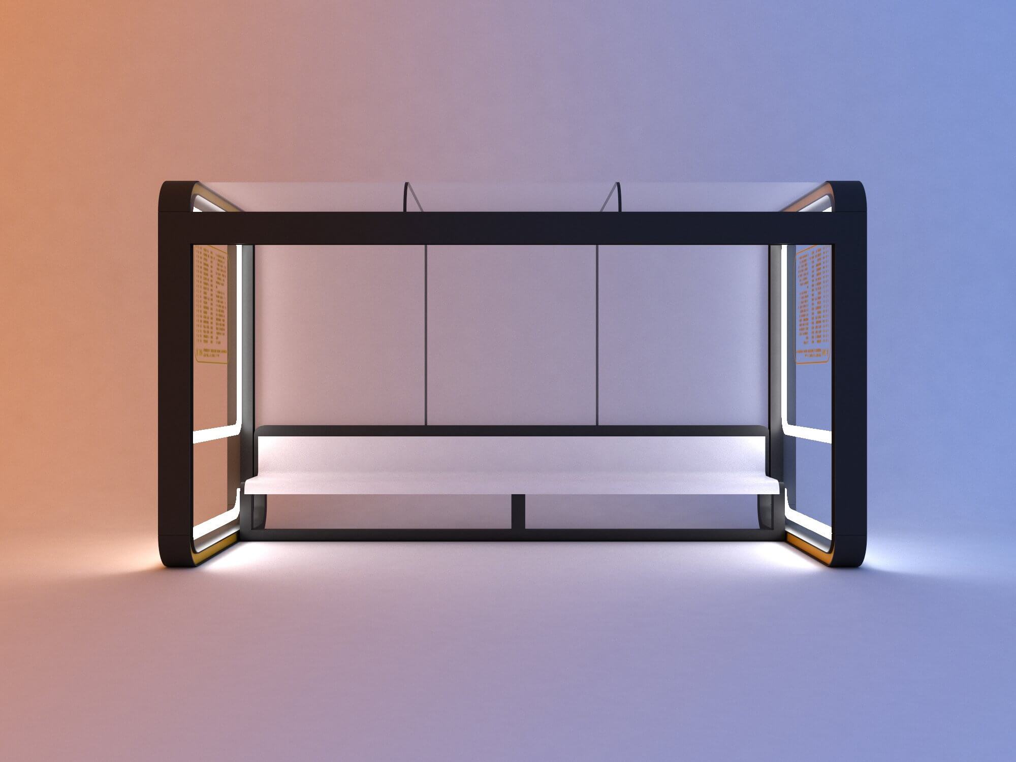 Futuristic Sci-fi Bus Stop with Lighting 3D Model by malibusan