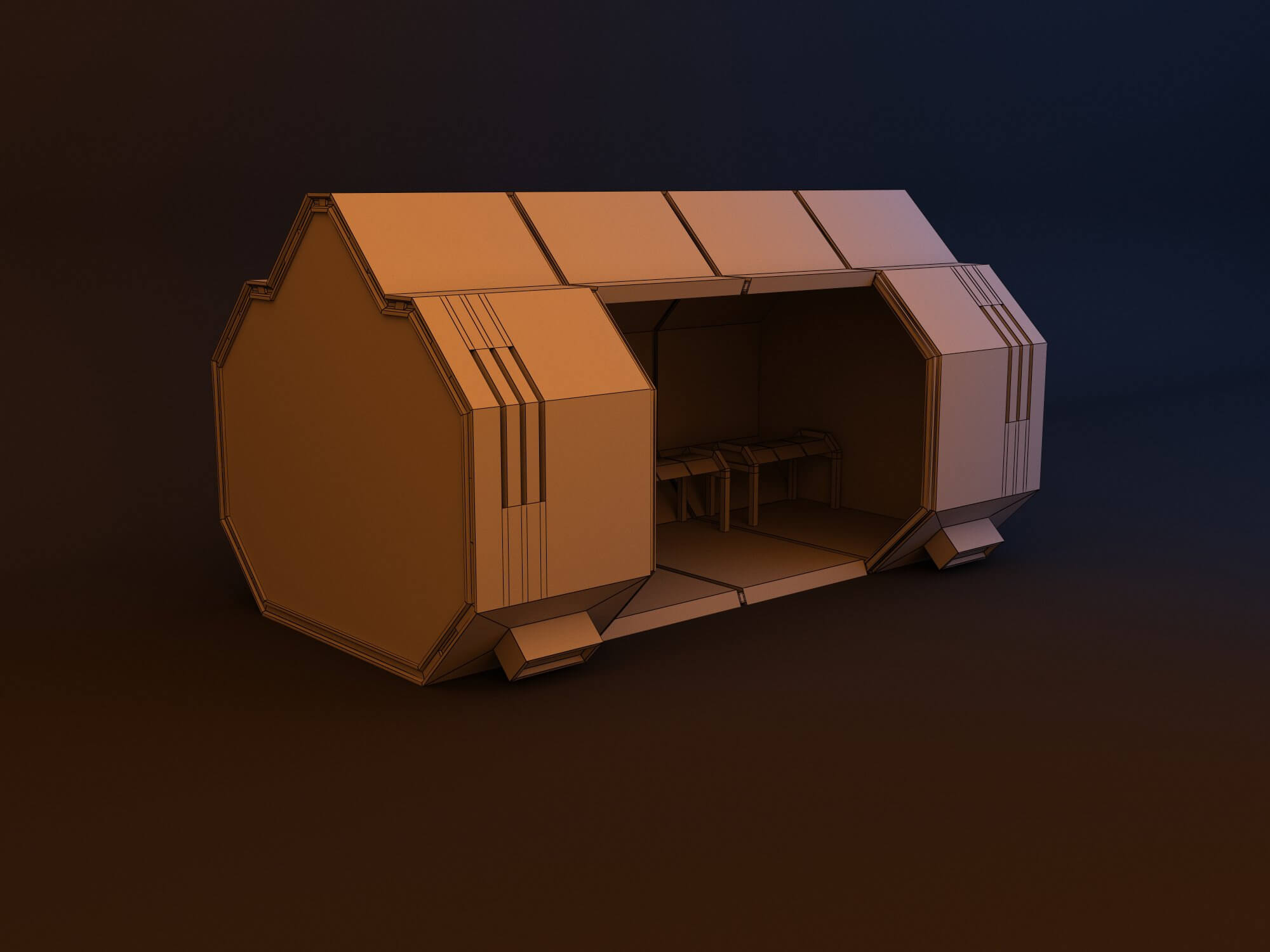 Futuristic Space Sci-fi Bus Stop 3D Model by malibusan