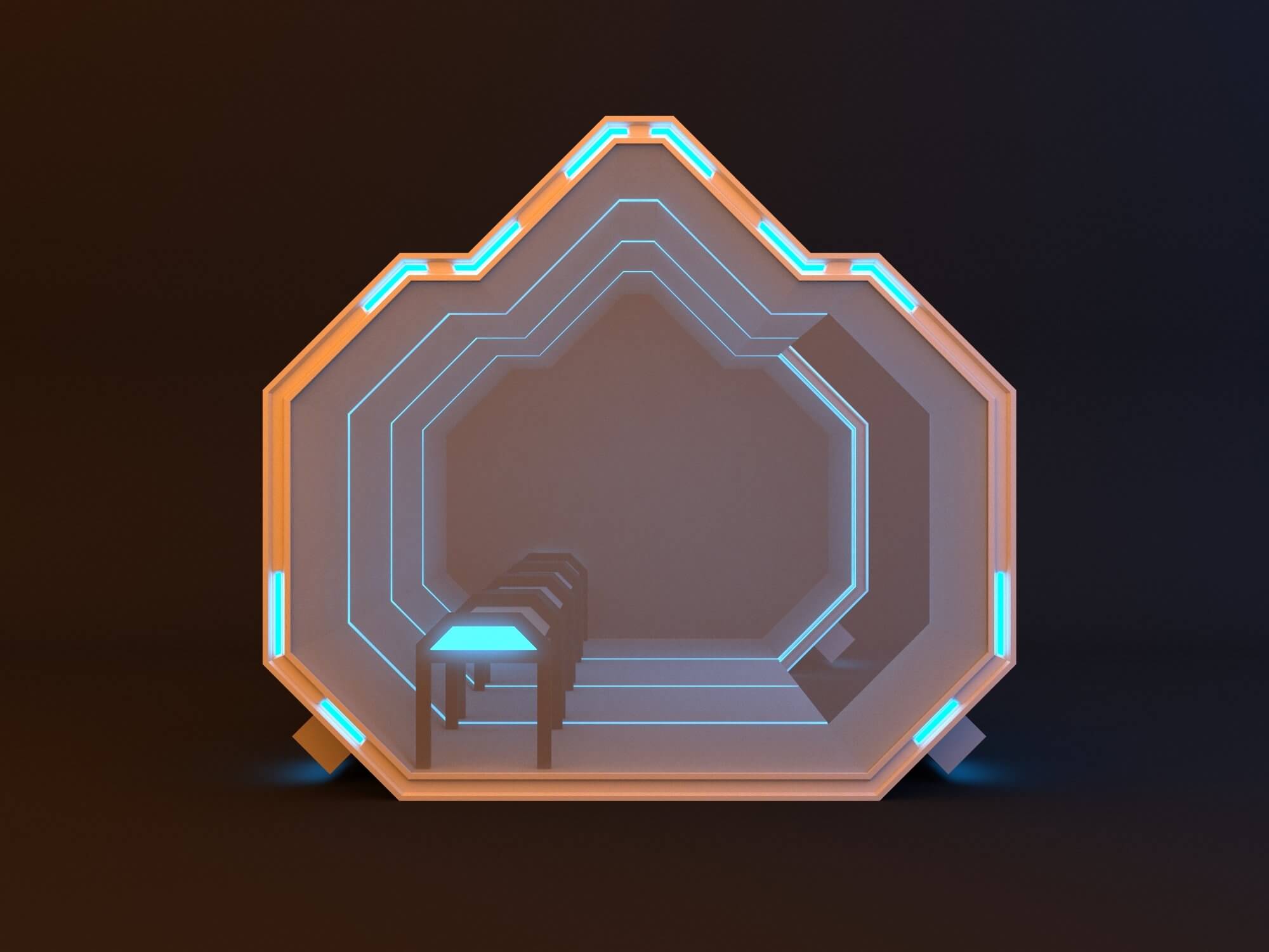 Futuristic Space Sci-fi Bus Stop 3D Model by malibusan