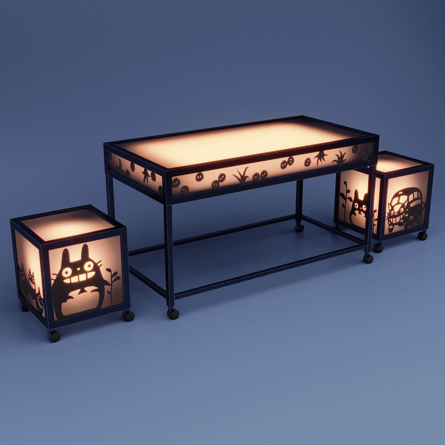 Sci-fi glow totoro anime furniture set 3D Render by malibusan