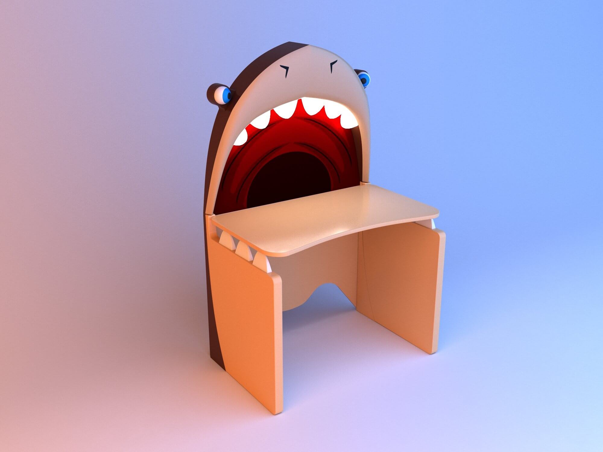 Kids Shark Table - 3D Model by malibusan