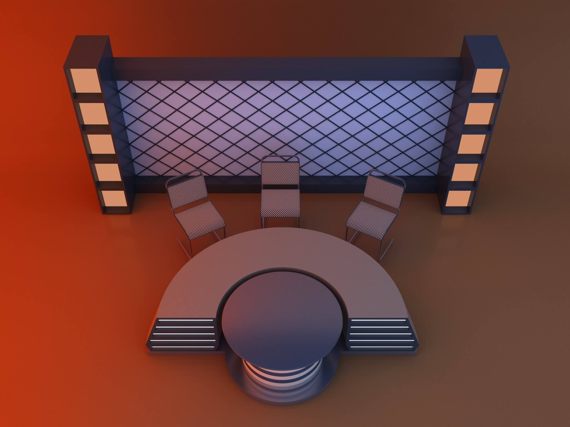 Loft Glow Conference Table - News Set 3D Model by malibusan