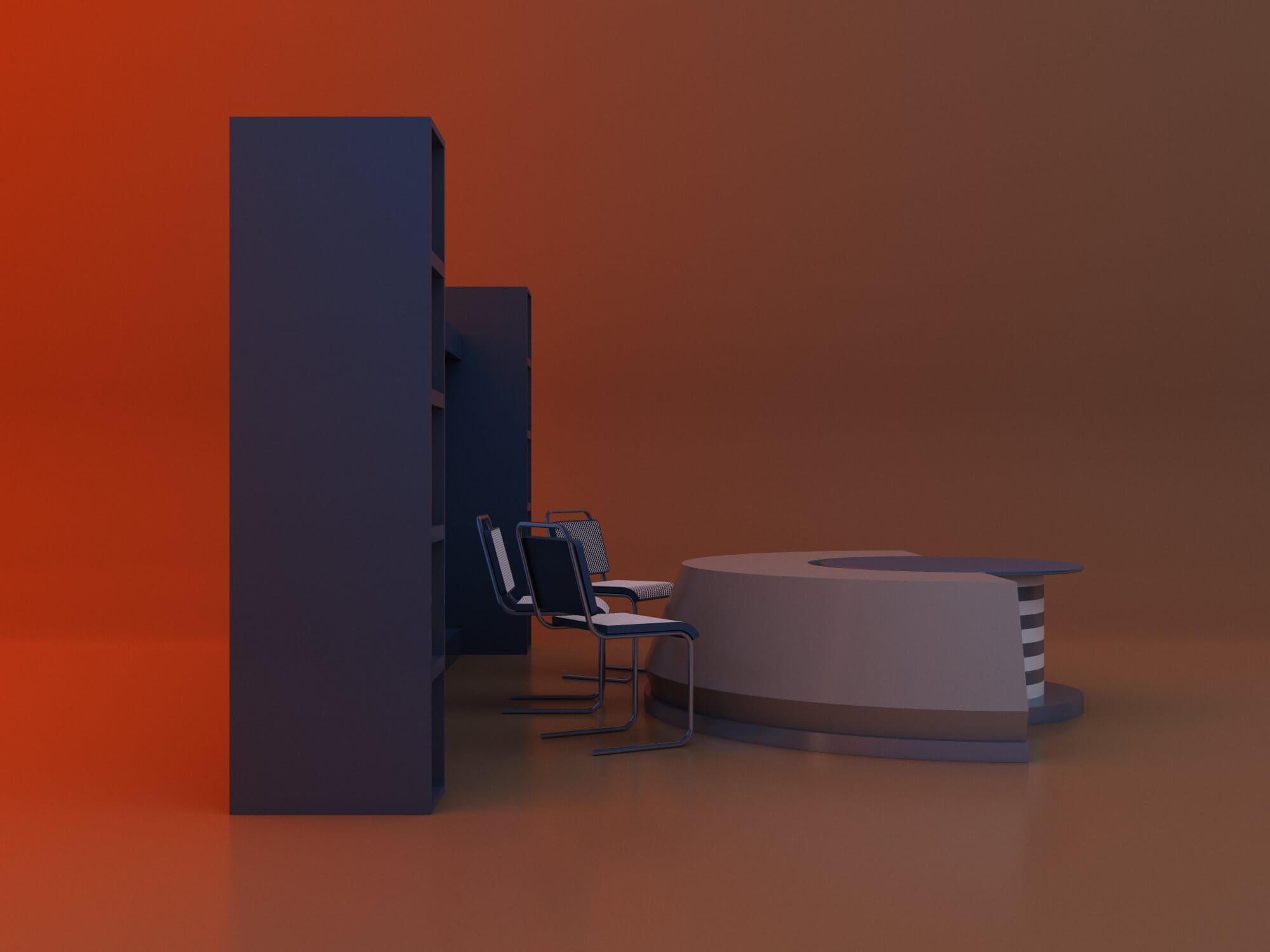 Loft Glow Conference Table - News Set 3D Model by malibusan