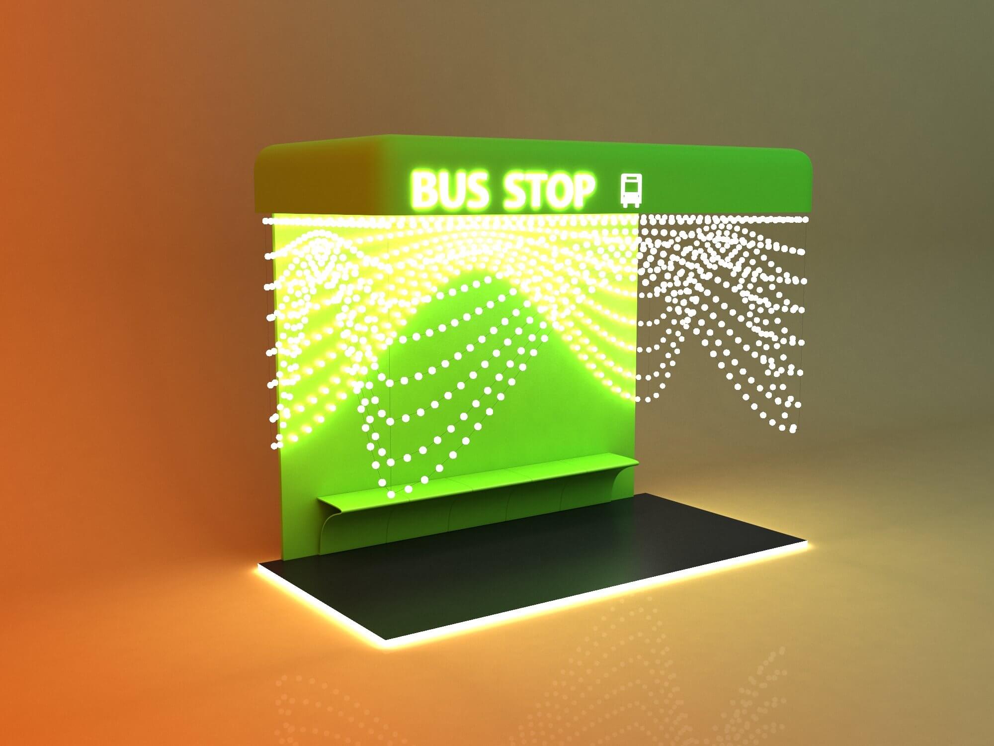 Loft Sci-fi Bus Stop with Garland 3D Model by malibusan