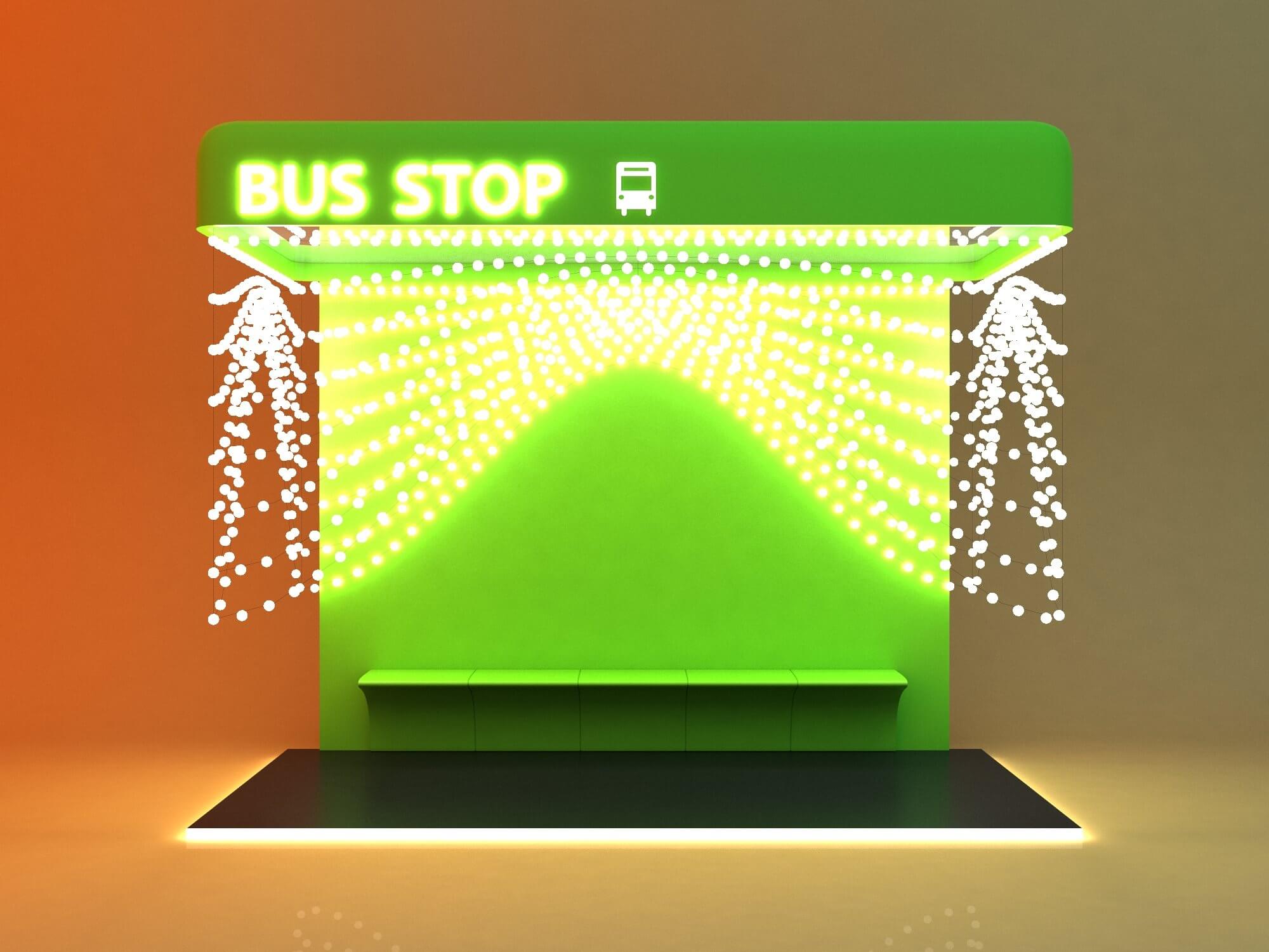 Loft Sci-fi Bus Stop with Garland 3D Model by malibusan
