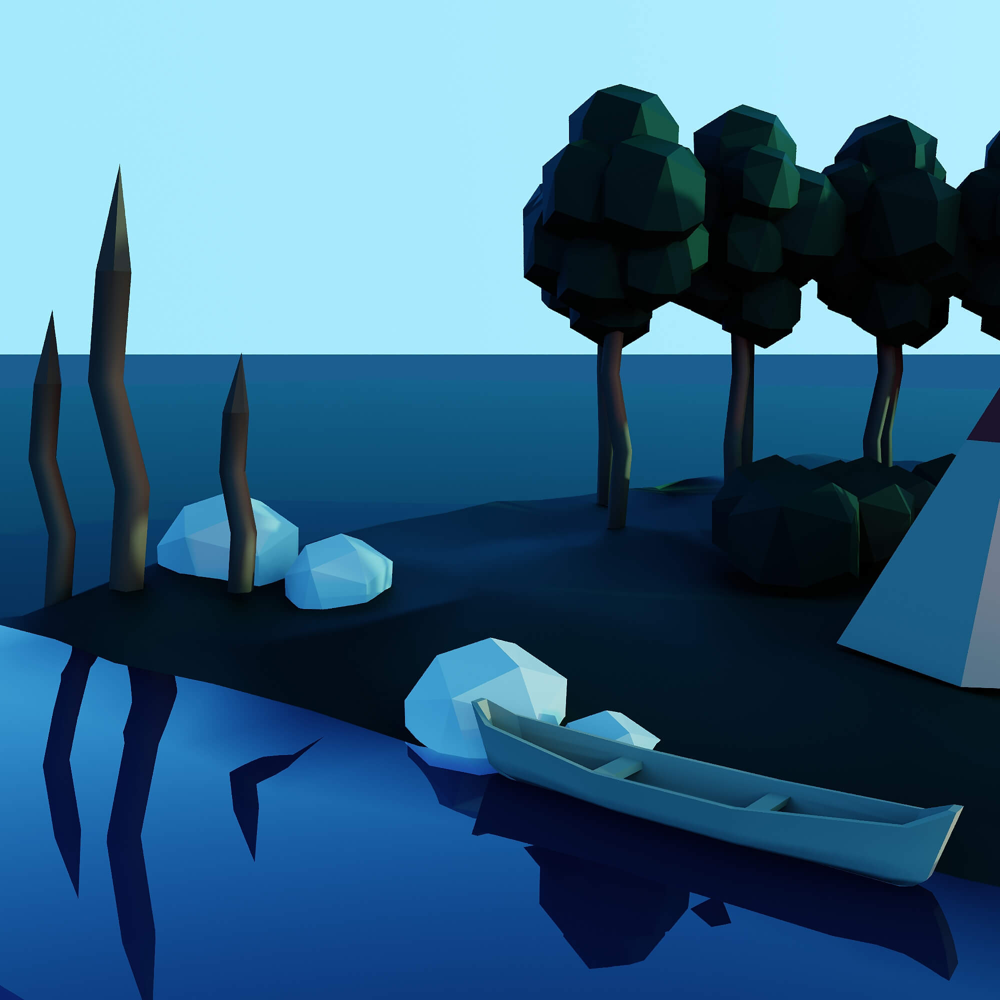 Low Poly Cartoon Outdoor Camp Scene - 3D Model by malibusan