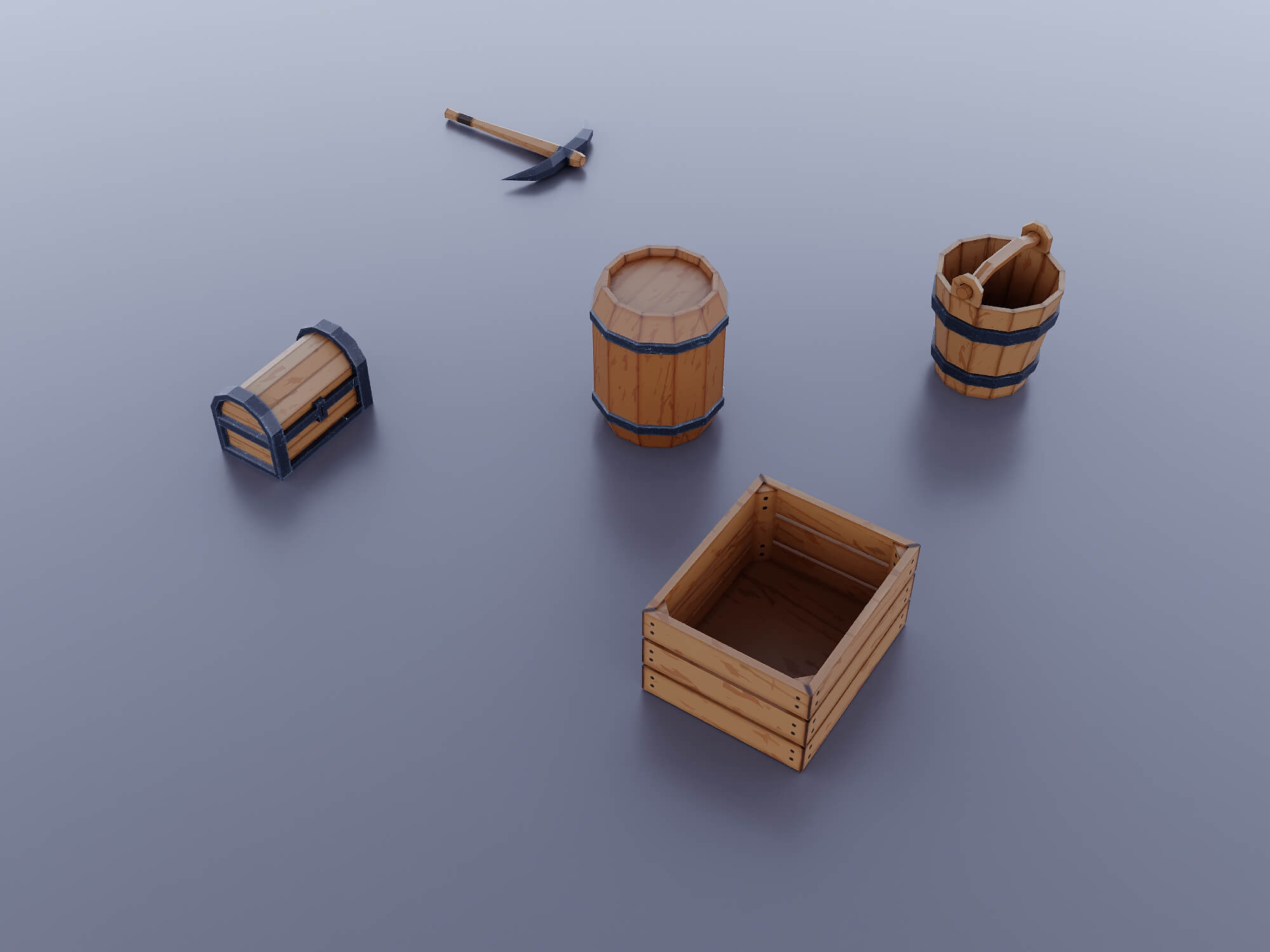 Low Poly Wood Set - 3D Model by malibusan