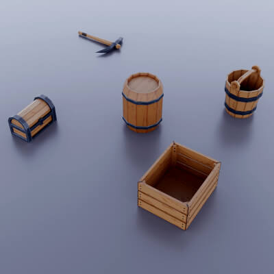 Low Poly Wood Set - 3D Model by malibusan