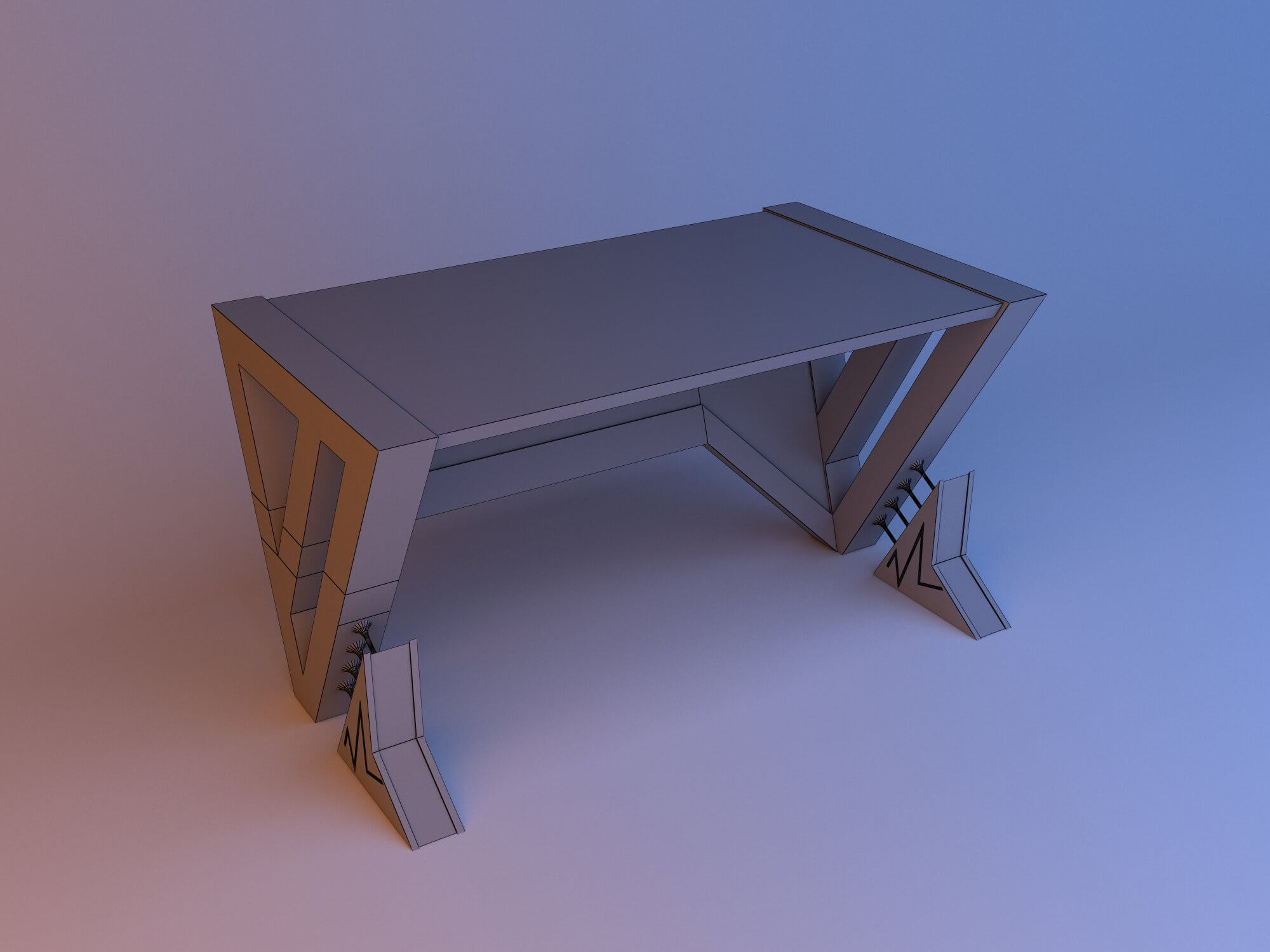 Sci-fi Desk Table 3D Model by malibusan