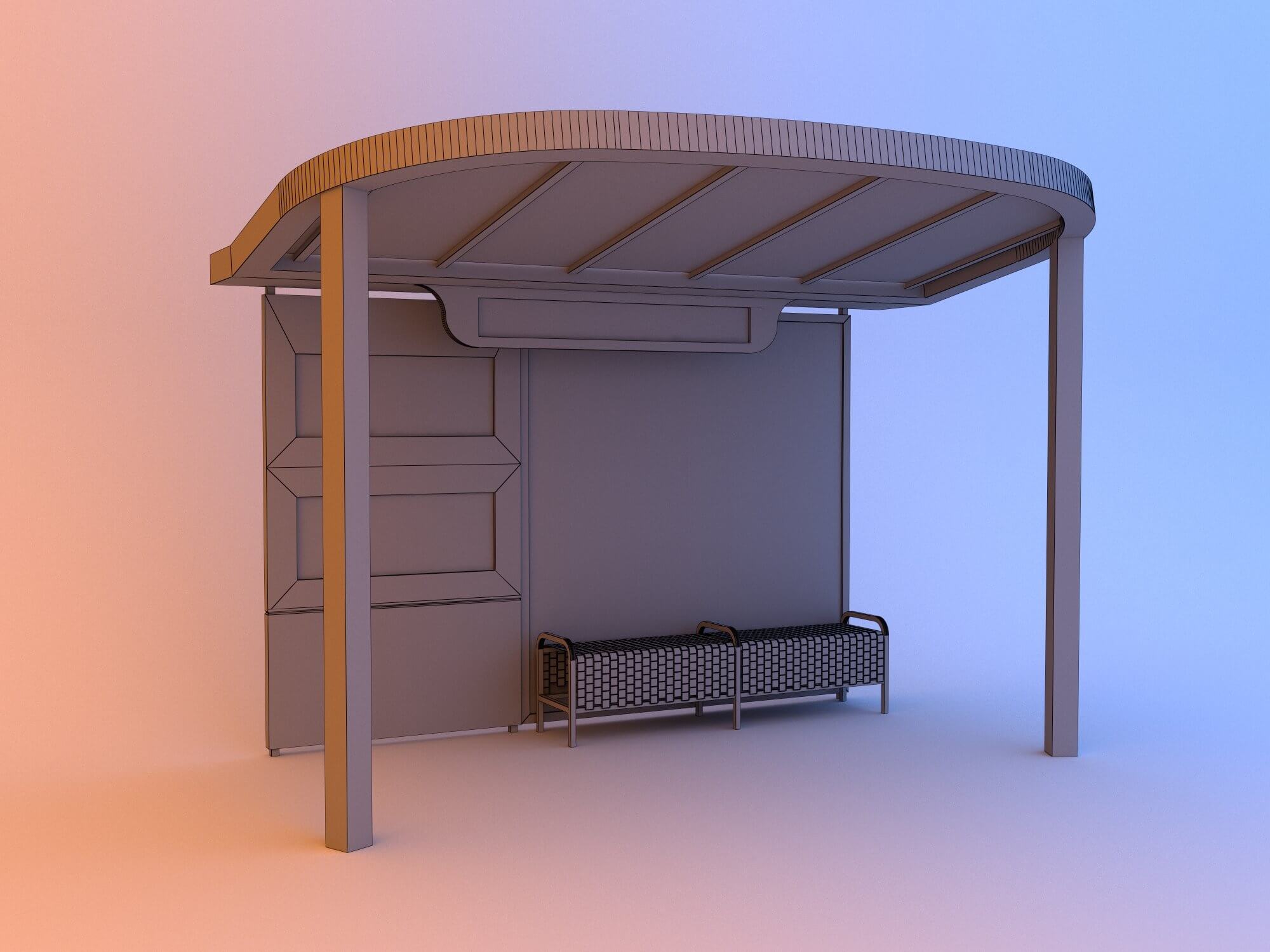 Modern Public Transit Station - Bus Stop 3D Model by malibusan