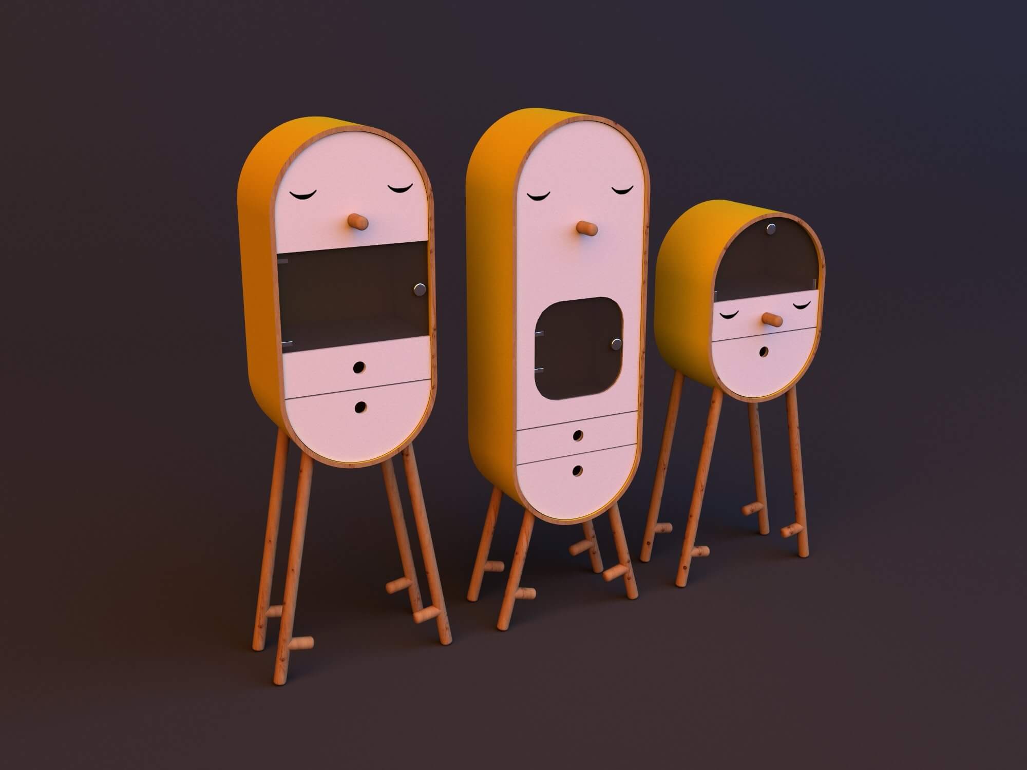 Modular Capsule Cabinets - Dresser 3D Model by malibusan