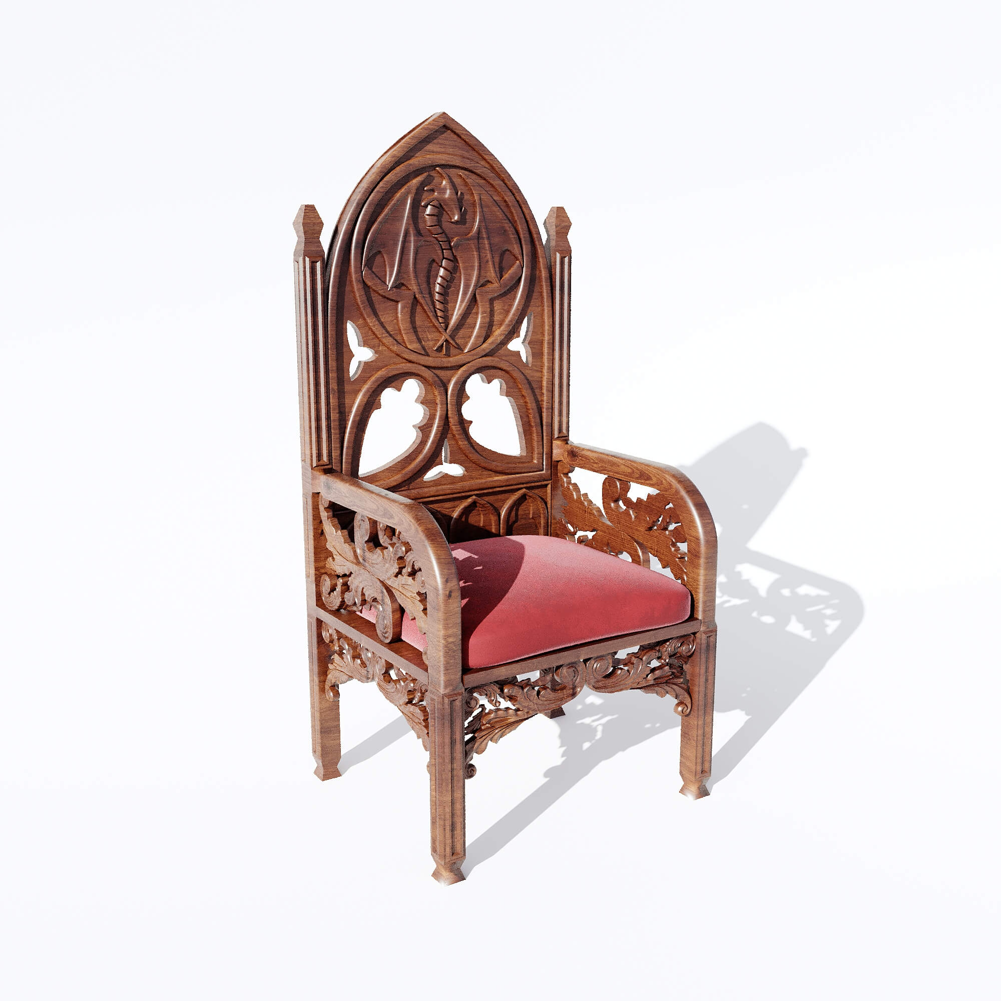 Old Vintage Wood Fantasy Throne Chair - 3D Model by malibusan