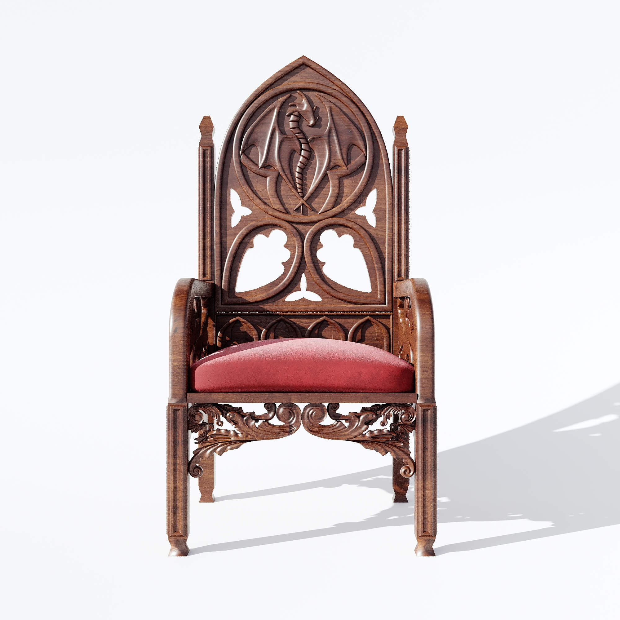 Old Vintage Wood Fantasy Throne Chair - 3D Model by malibusan