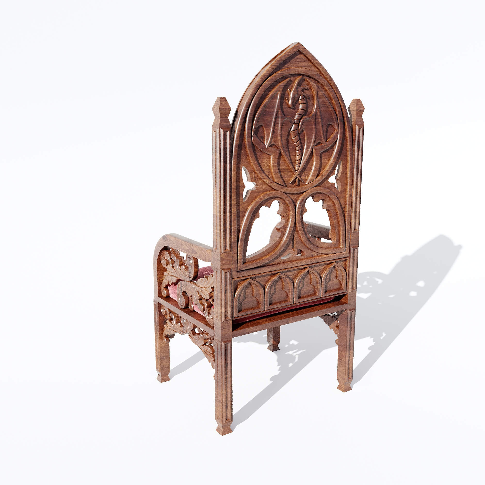 Old Vintage Wood Fantasy Throne Chair - 3D Model by malibusan