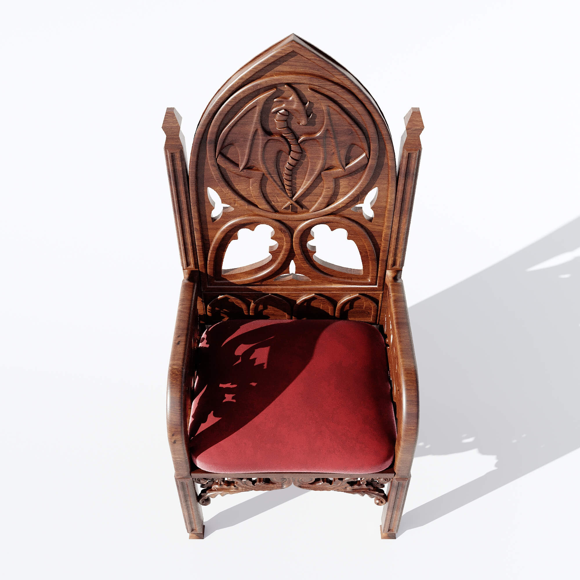 Old Vintage Wood Fantasy Throne Chair - 3D Model by malibusan