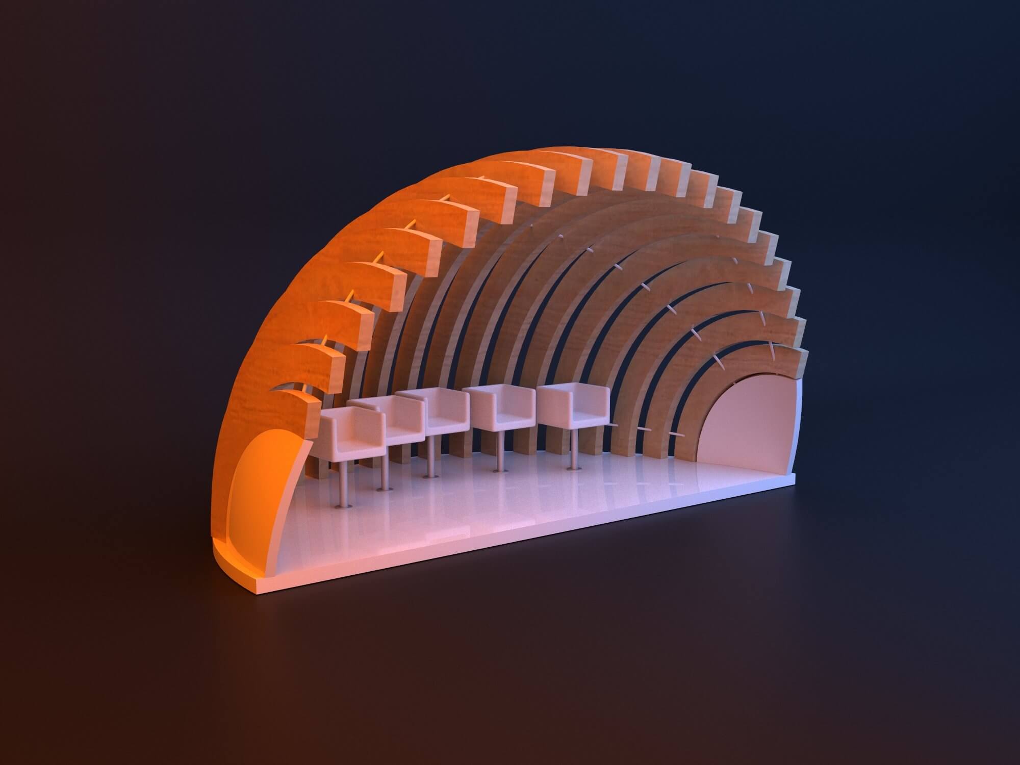 Parametric Scifi Spherical Bus Stop - 3D Model by malibusan