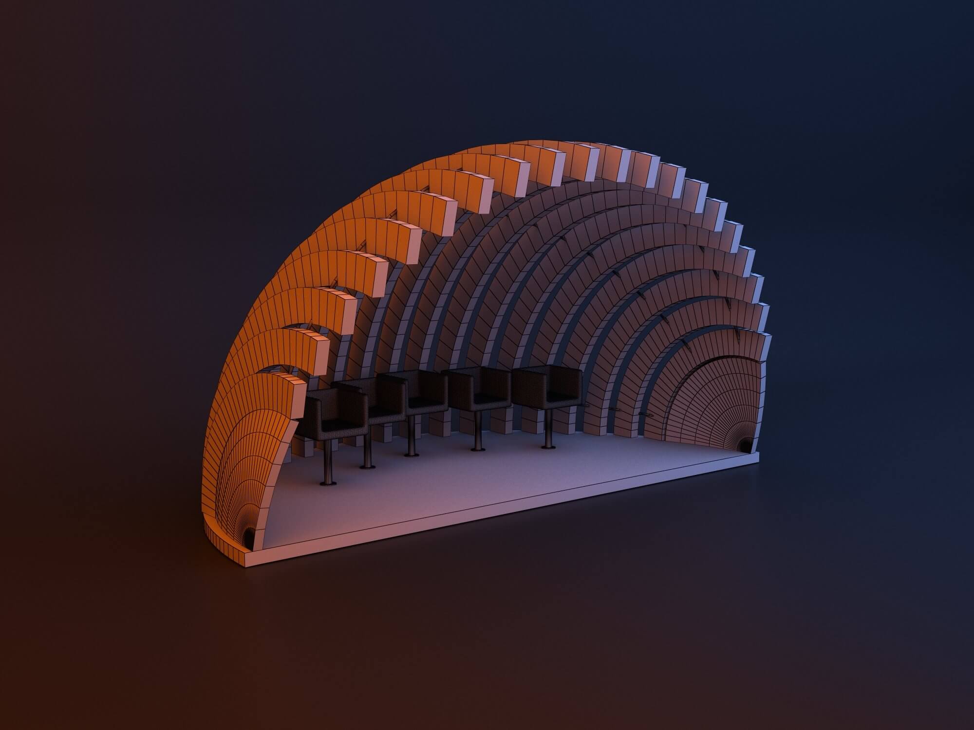 Parametric Scifi Spherical Bus Stop - 3D Model by malibusan