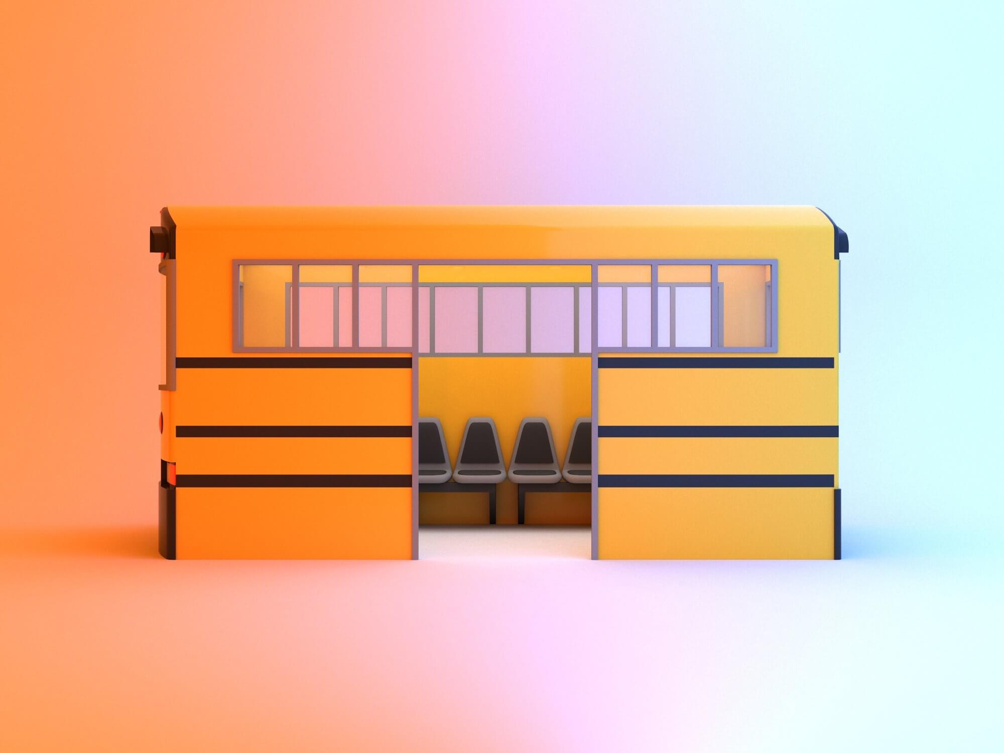 Retro Original ICRE School Bus Stop - 3D Model by malibusan