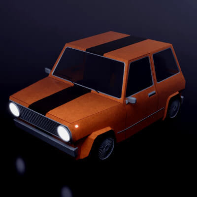 Retro Racing Hatchback Low Poly - 3D Model by malibusan