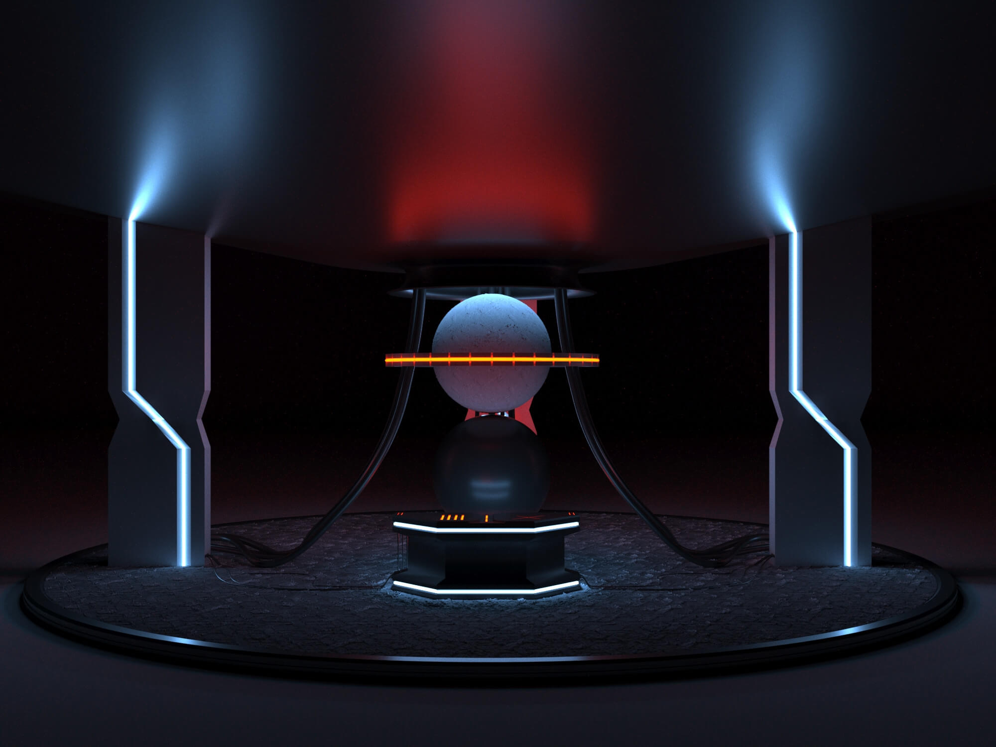 Sci-fi Cyber Interior of Control Center 3D Model by malibusan