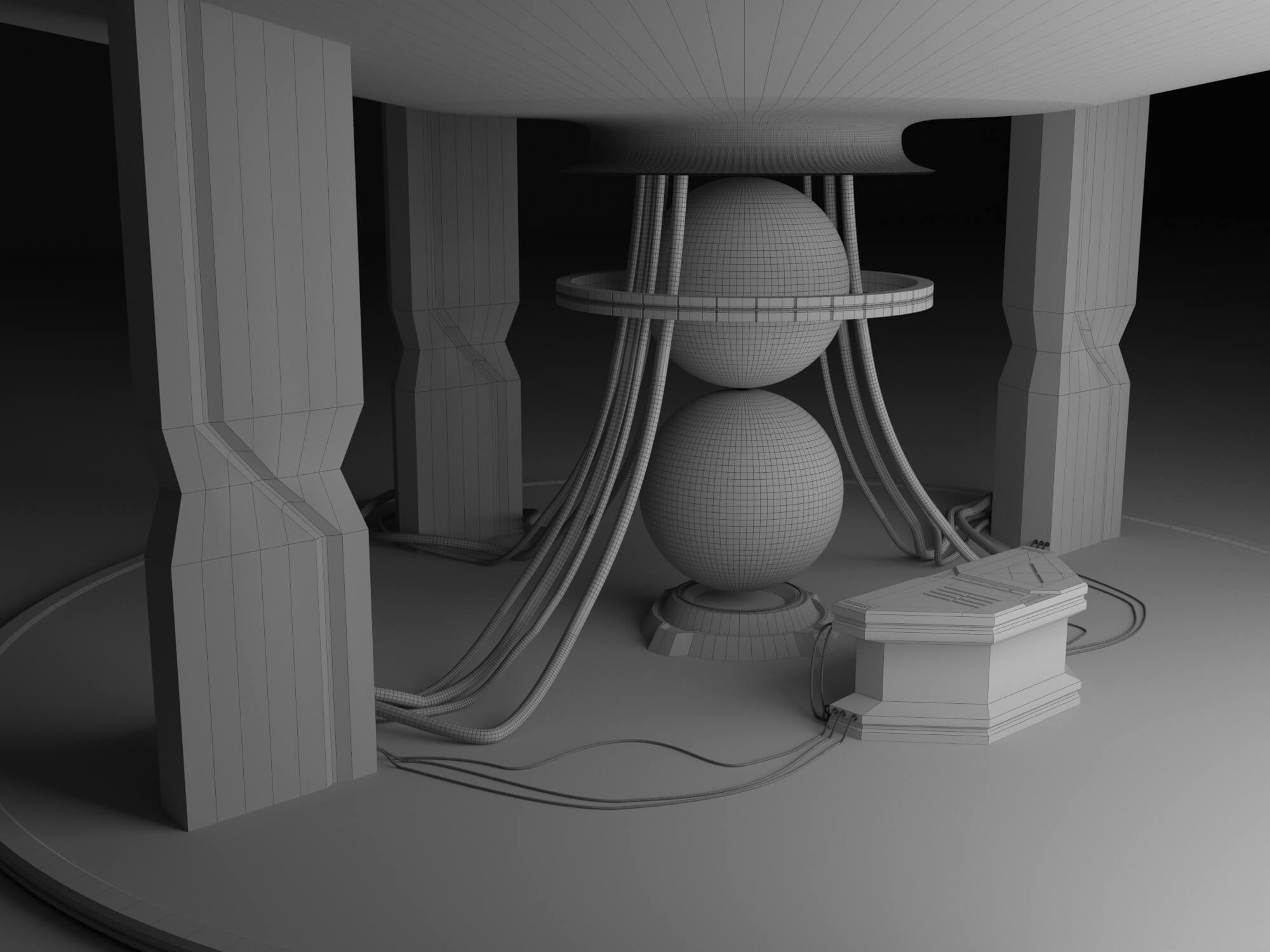 Sci-fi Cyber Interior of Control Center 3D Model by malibusan