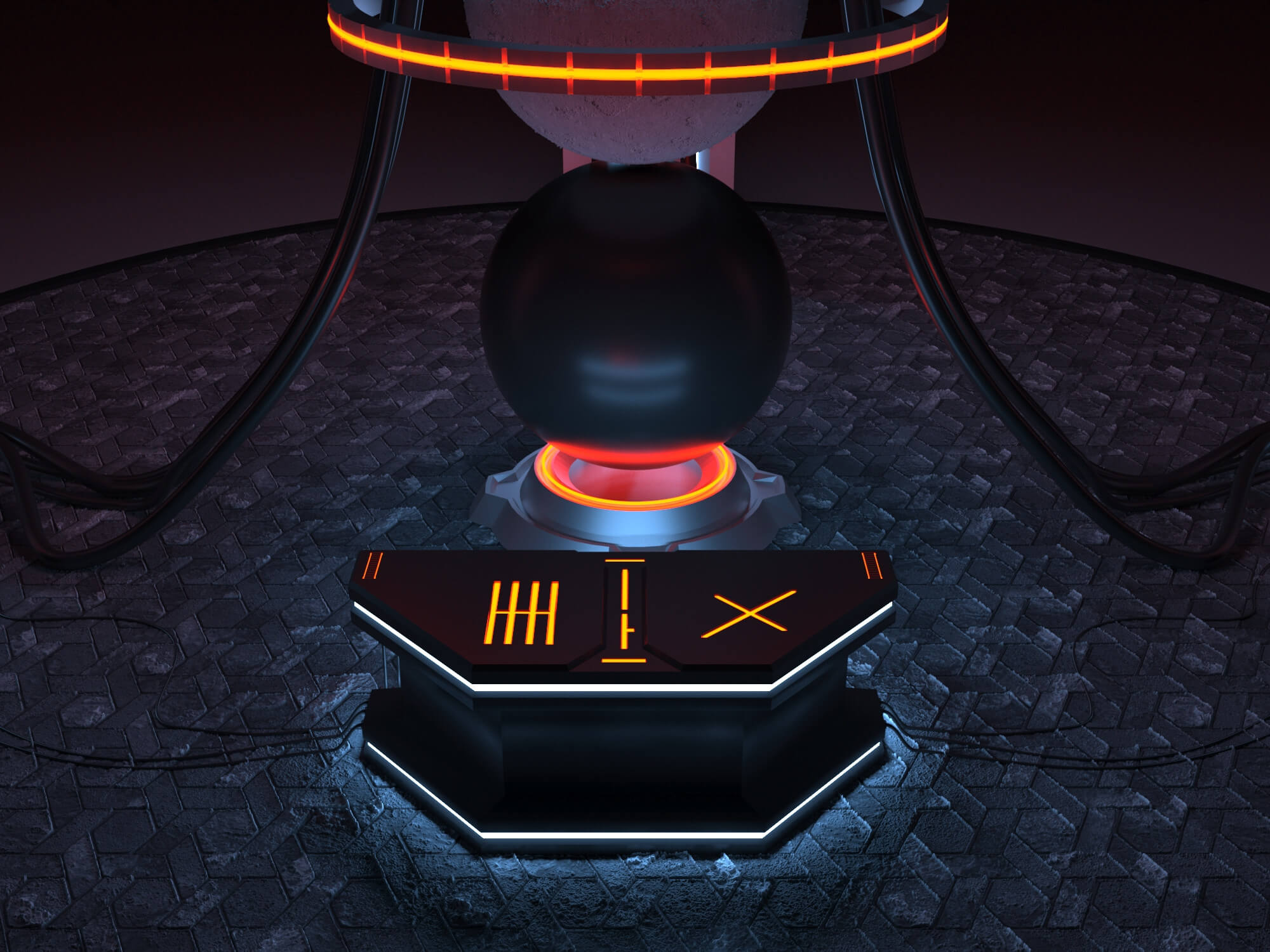 Sci-fi Cyber Interior of Control Center 3D Model by malibusan