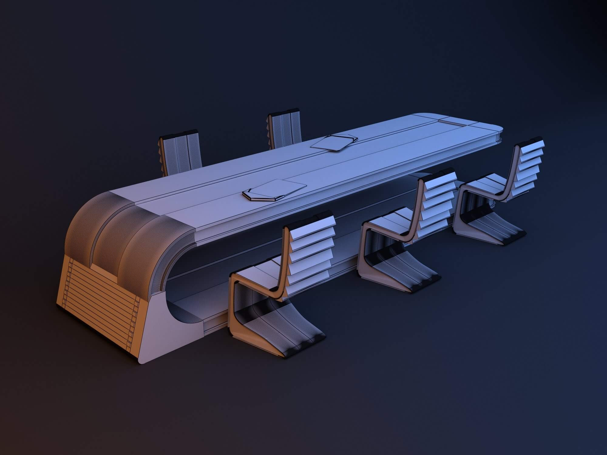 Sci-fi Conference Table 3D Model by malibusan