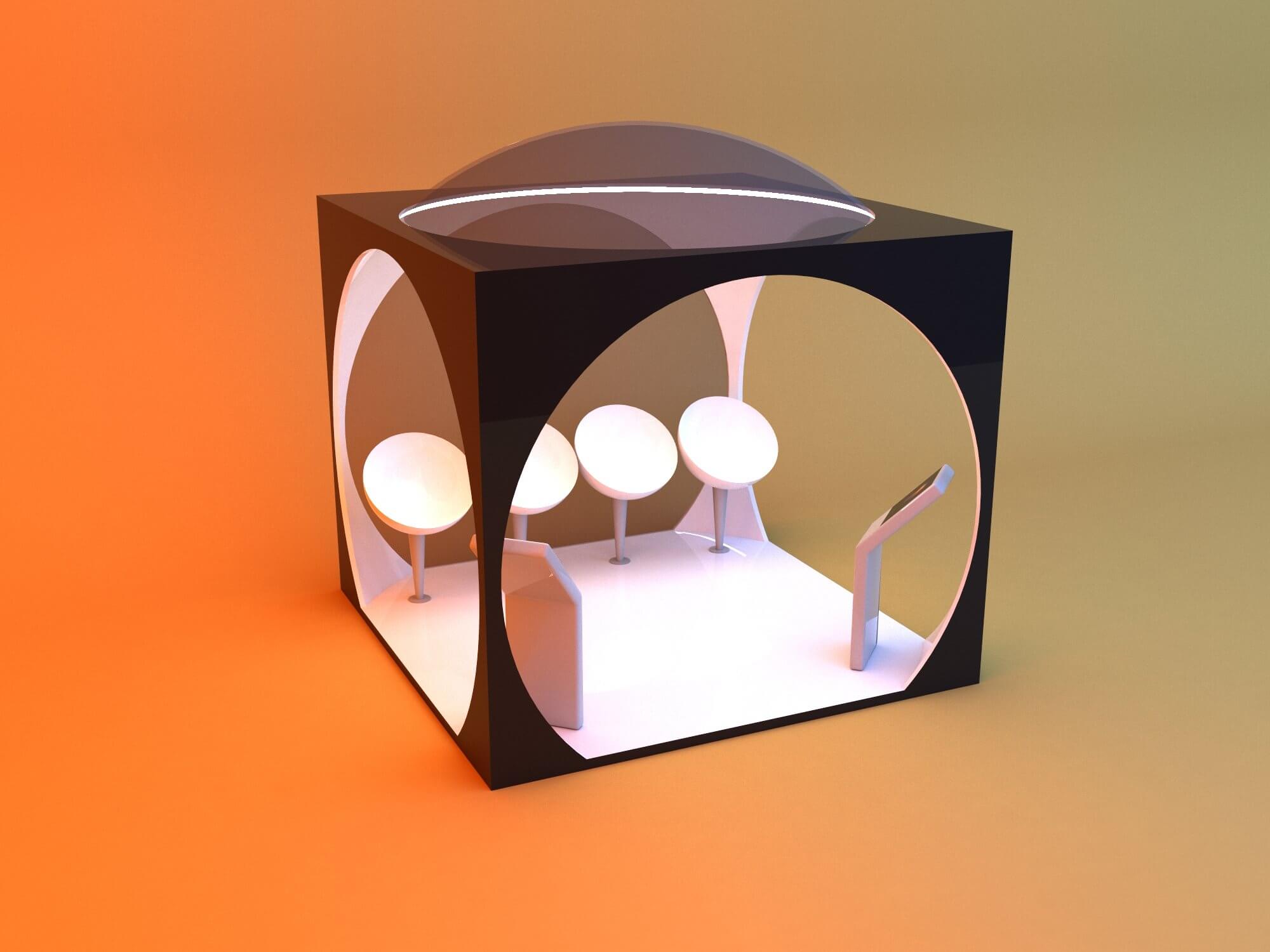 Sci-fi Cube Sphere Bus Stop 3D Model by malibusan