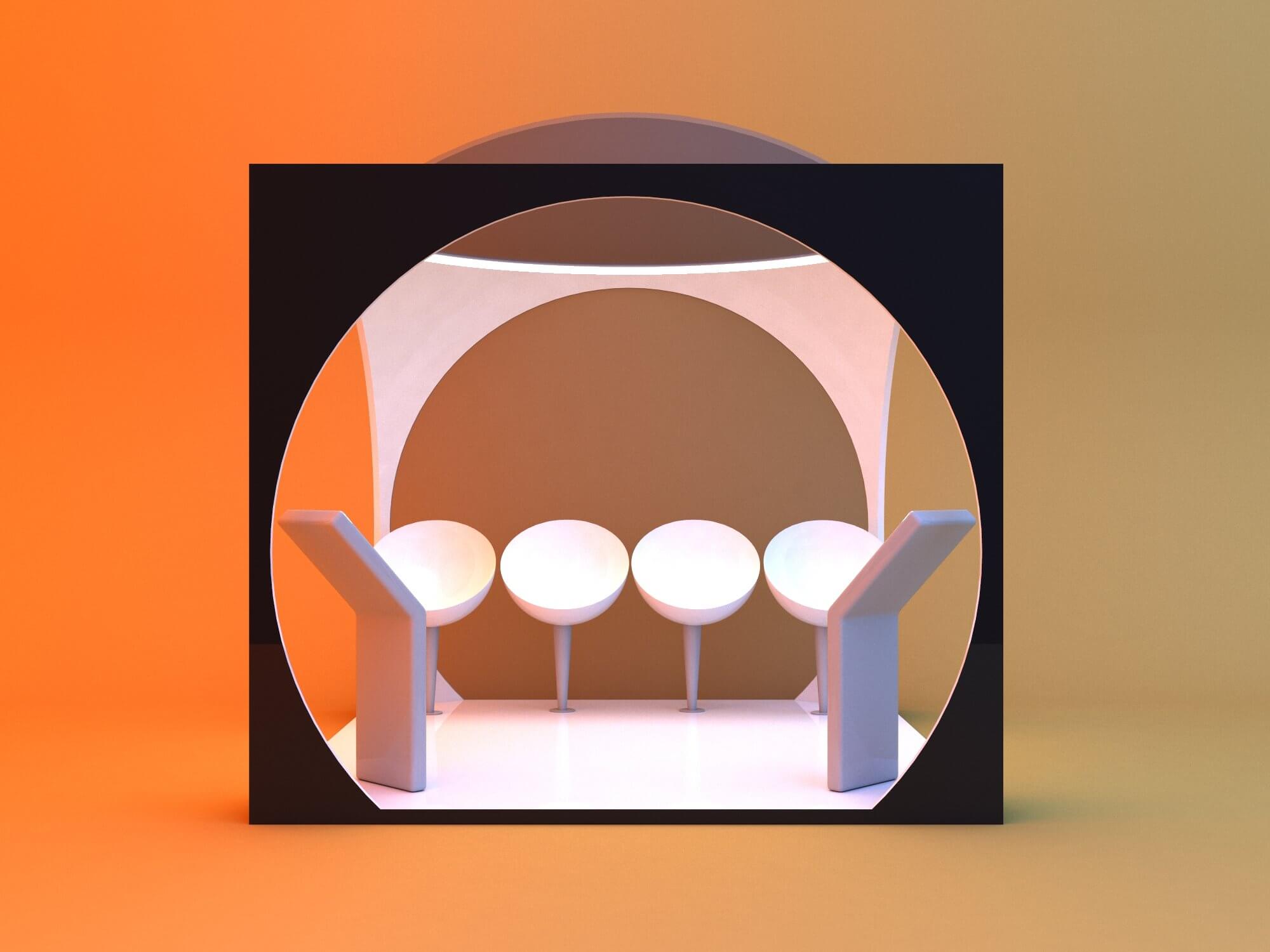 Sci-fi Cube Sphere Bus Stop 3D Model by malibusan