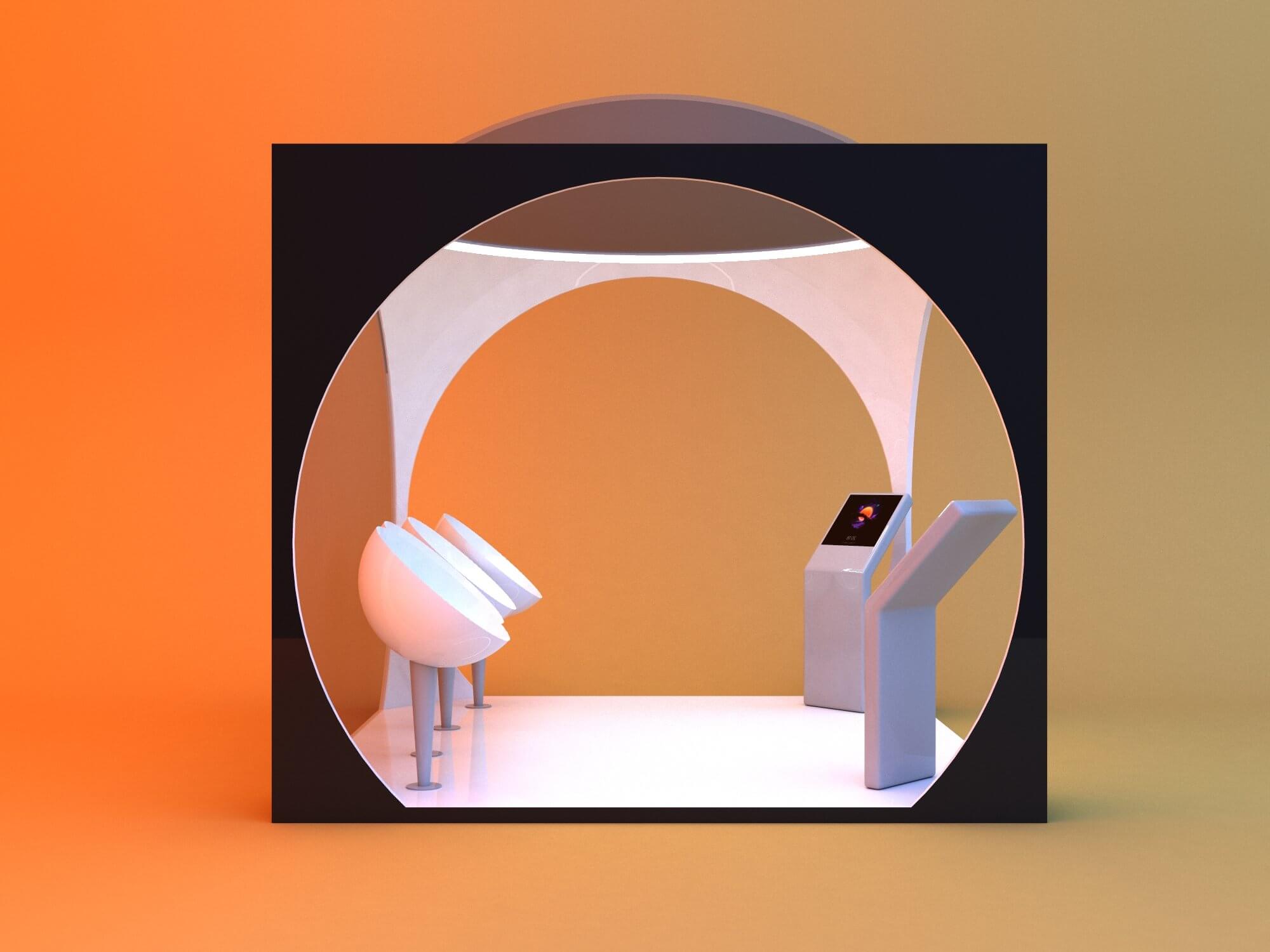 Sci-fi Cube Sphere Bus Stop 3D Model by malibusan