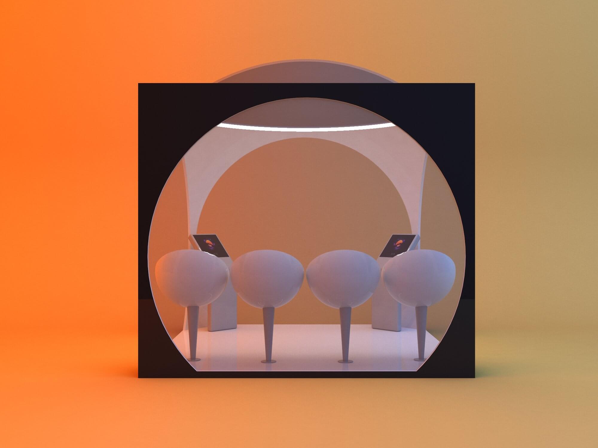 Sci-fi Cube Sphere Bus Stop 3D Model by malibusan