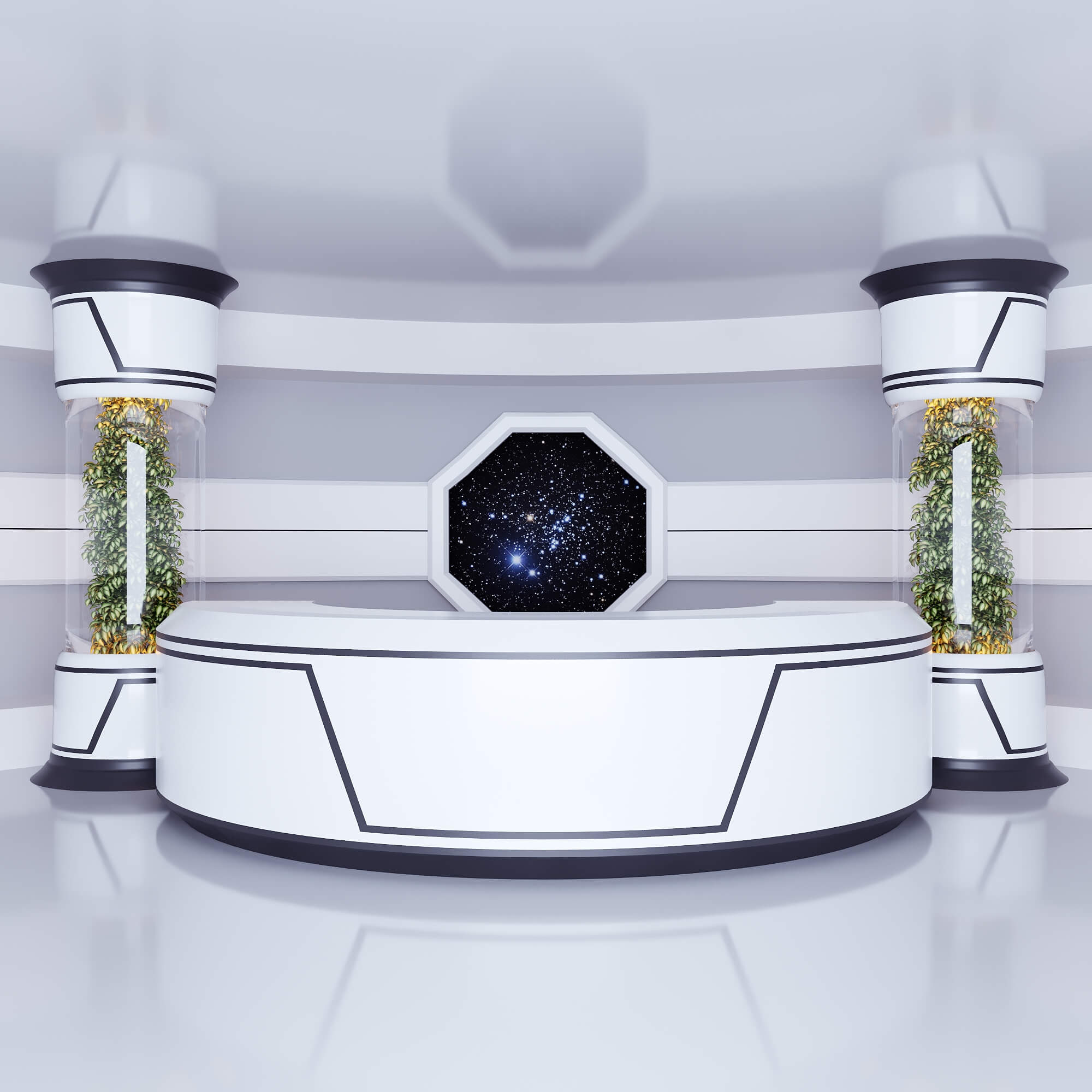 Sci-Fi Futuristic Reception Space Interior 3D Model by malibusan