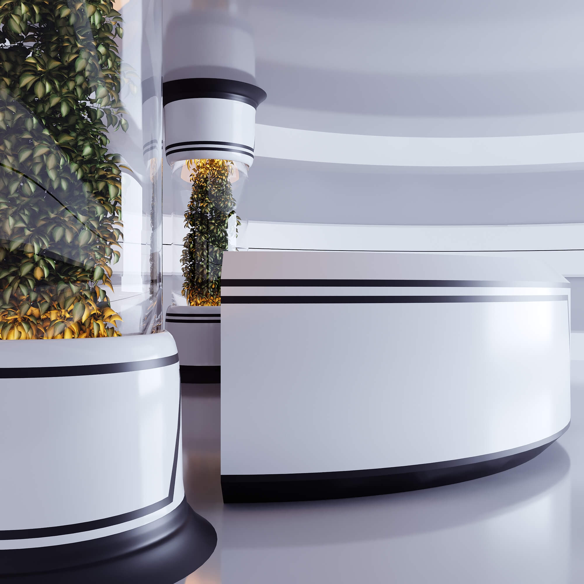 Sci-Fi Futuristic Reception Space Interior 3D Model by malibusan