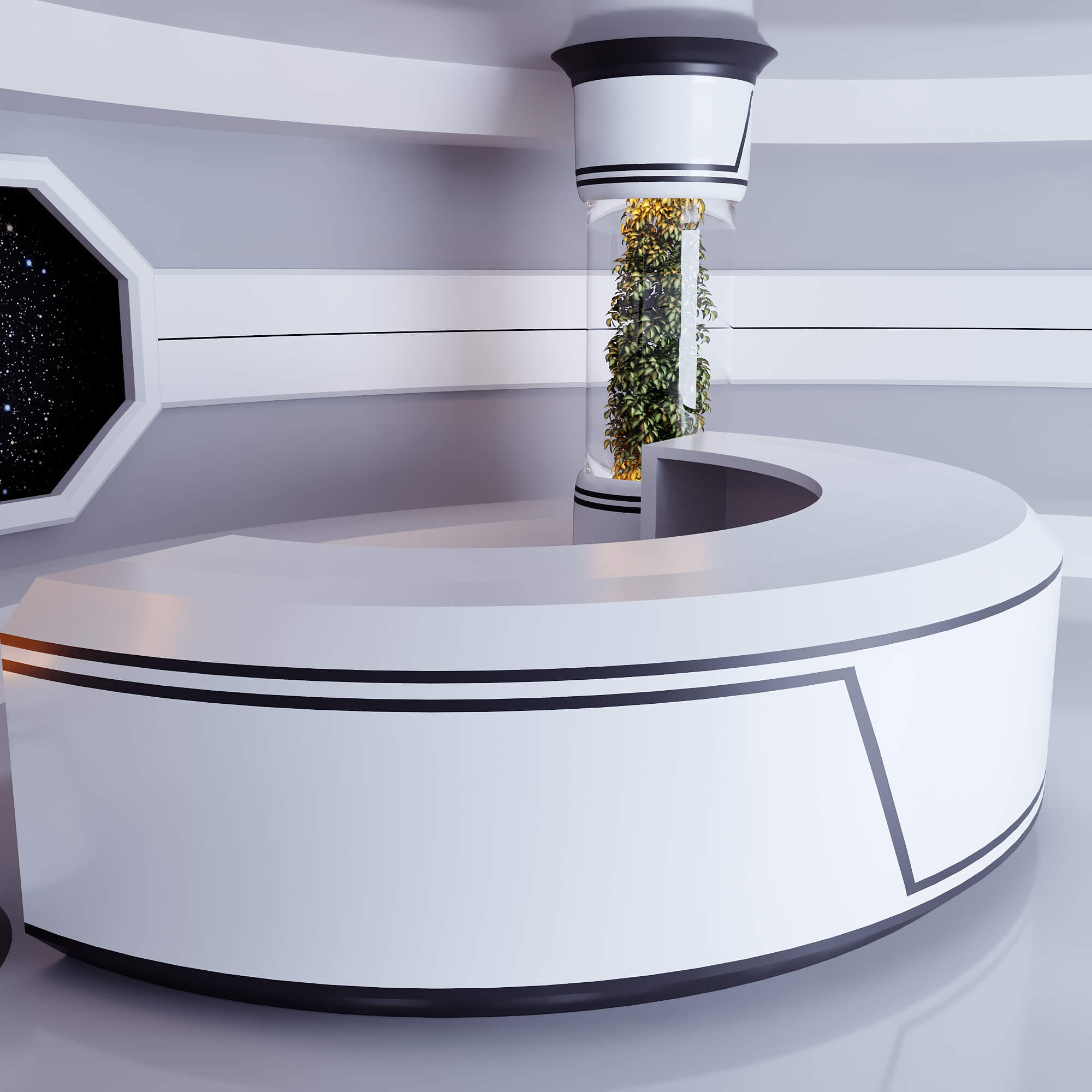 Sci-Fi Futuristic Reception Space Interior 3D Model by malibusan