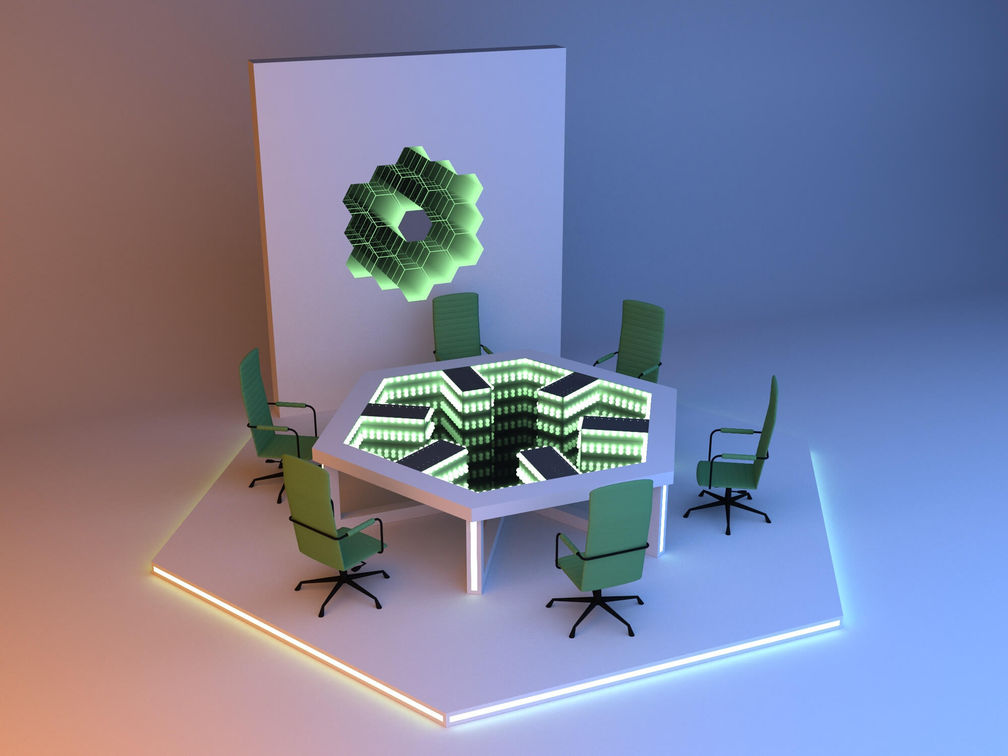 Sci-fi Infinity Mirror Office 3D Model by malibusan
