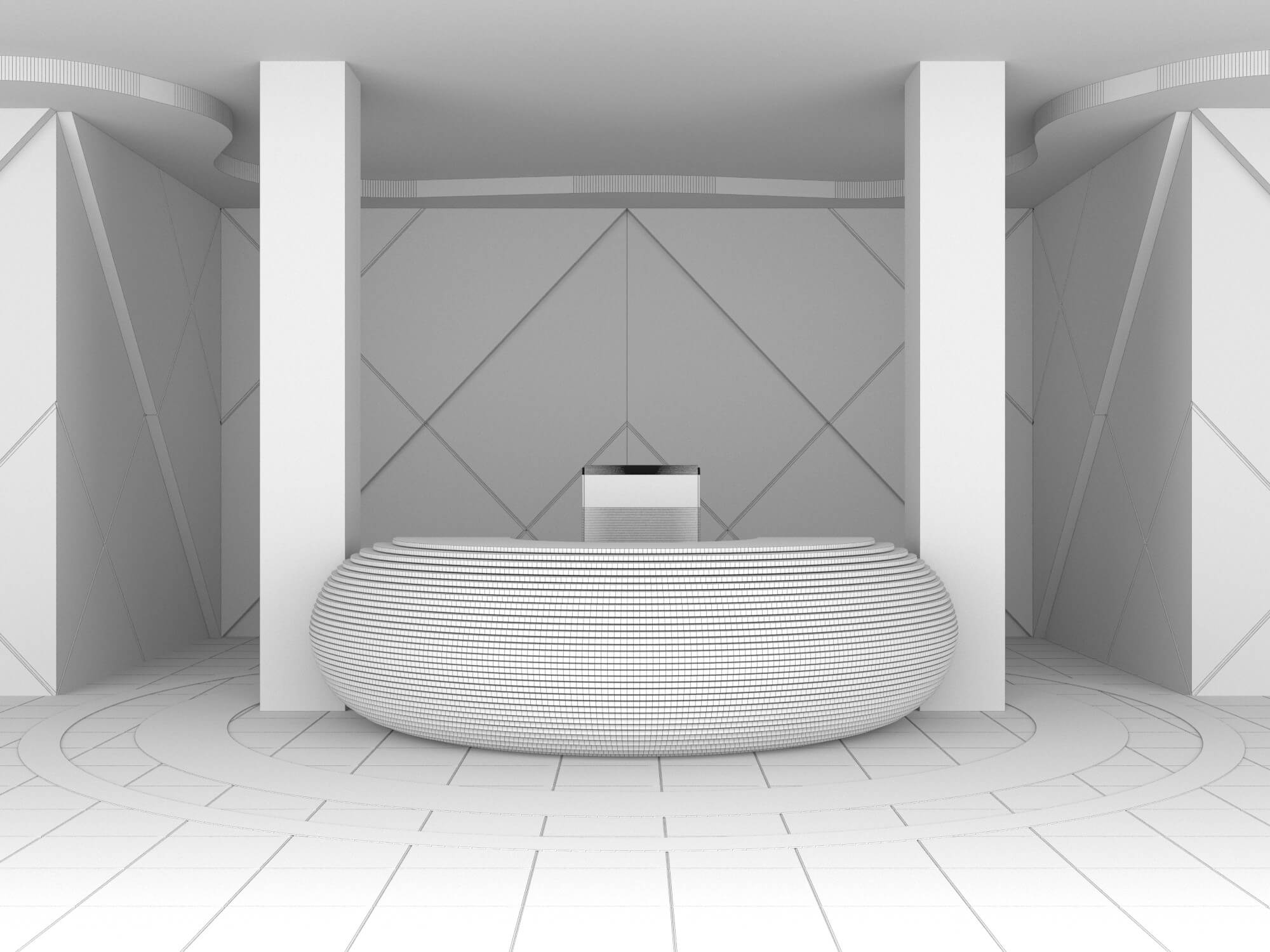 Sci-Fi Interior Parametric Glow Loft Reception Desk 3D Model by malibusan