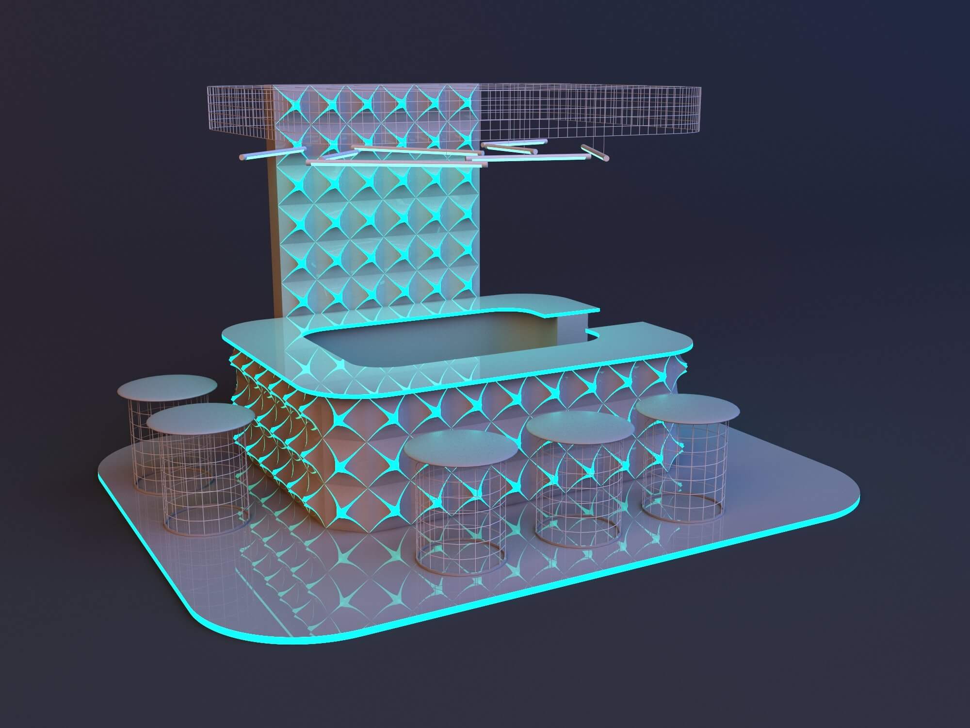 Space Futuristic Bar - 3D Model by malibusan