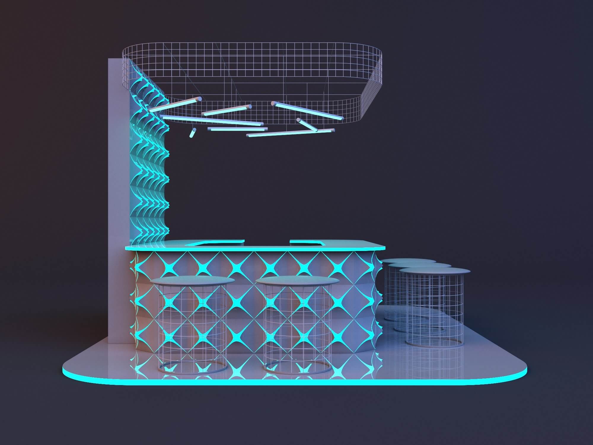Space Futuristic Bar - 3D Model by malibusan