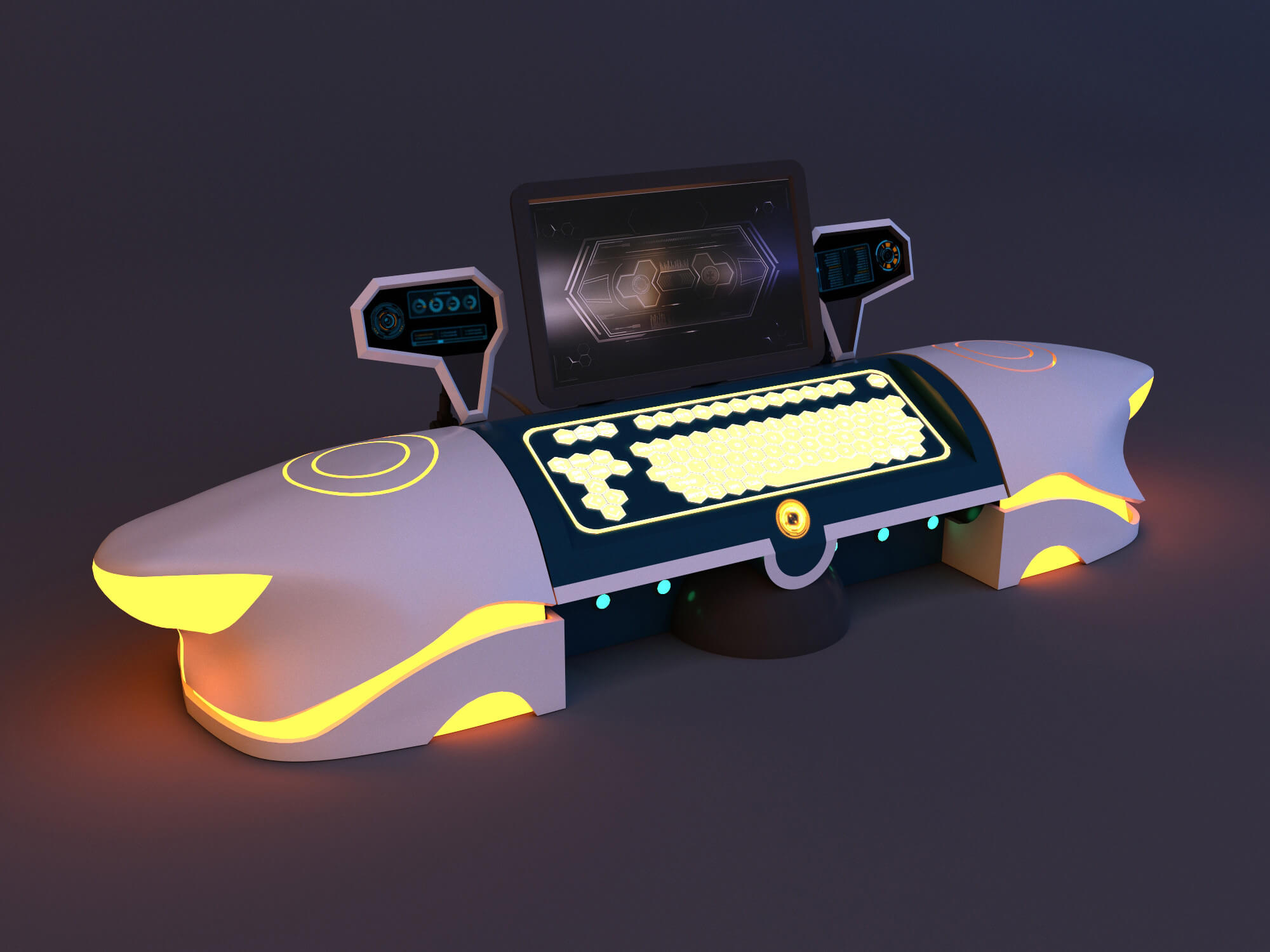 Space Sci-fi Control Desk 3D Model by malibusan