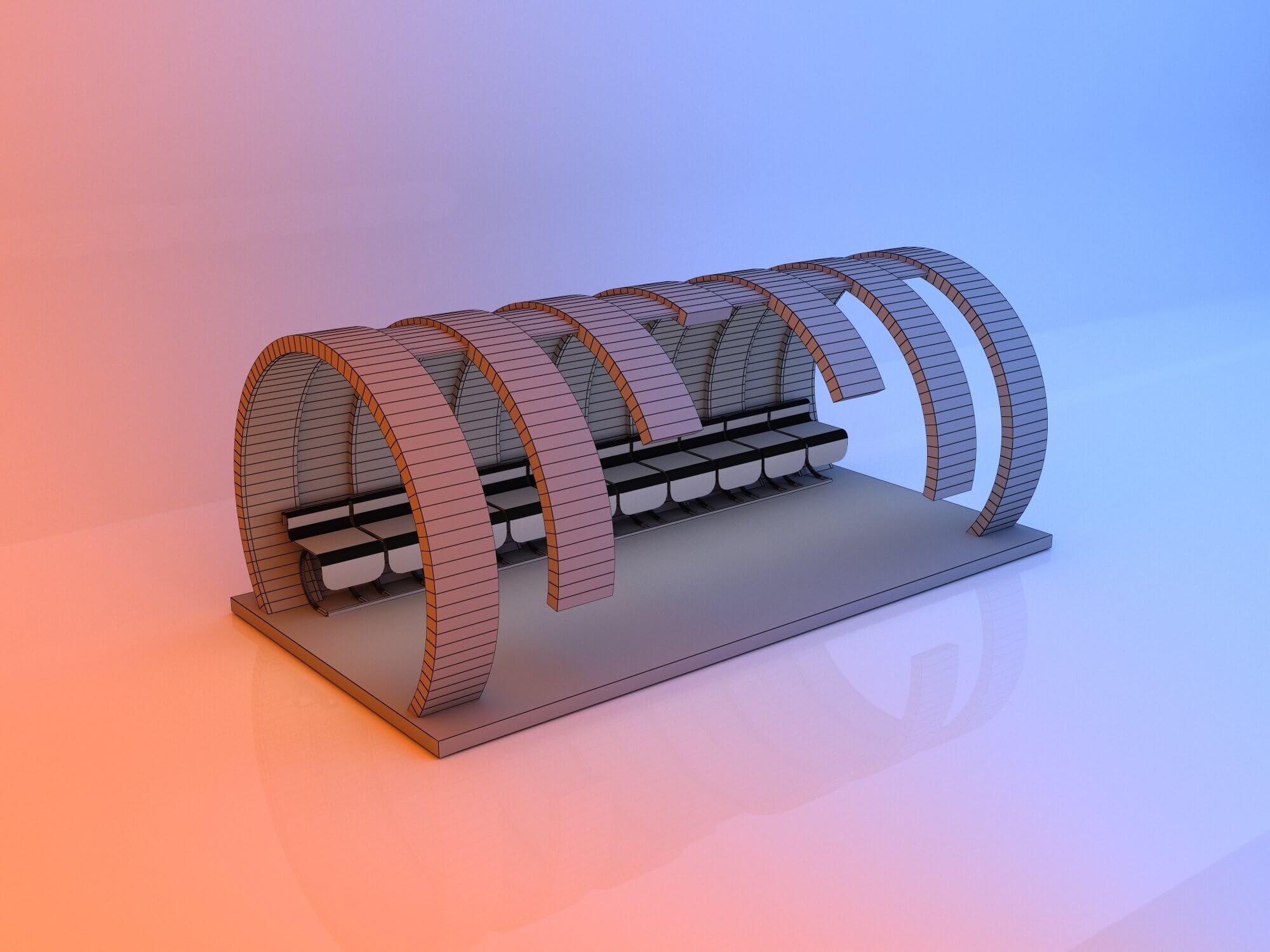 Spherical Rainbow Bus Stop - 3D Model by malibusan