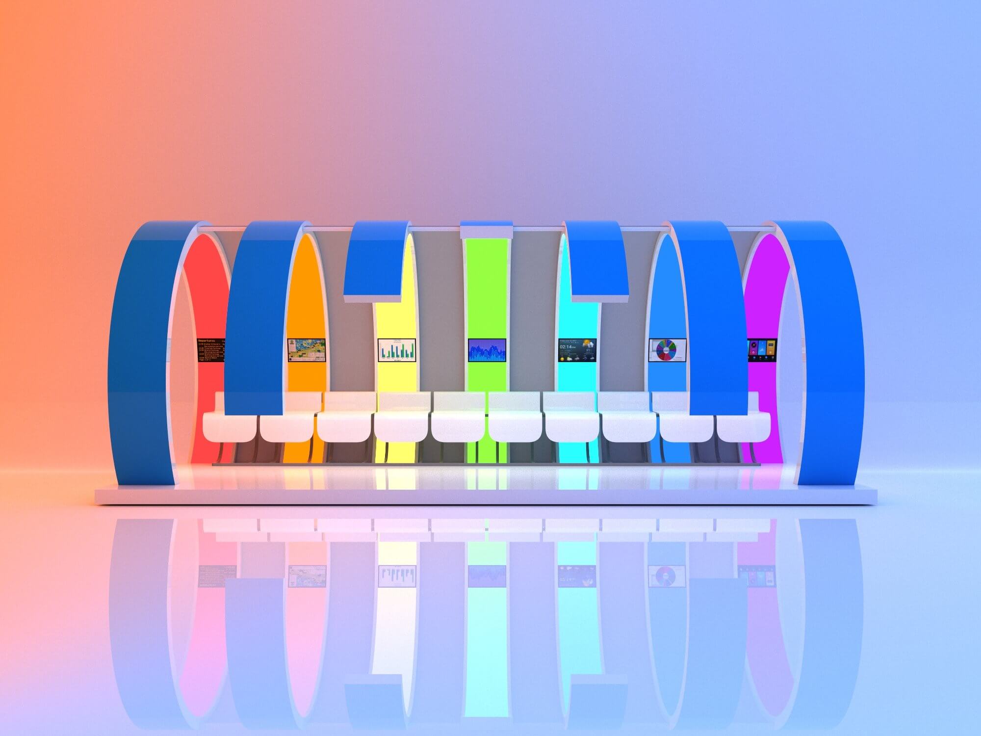 Spherical Rainbow Bus Stop - 3D Model by malibusan