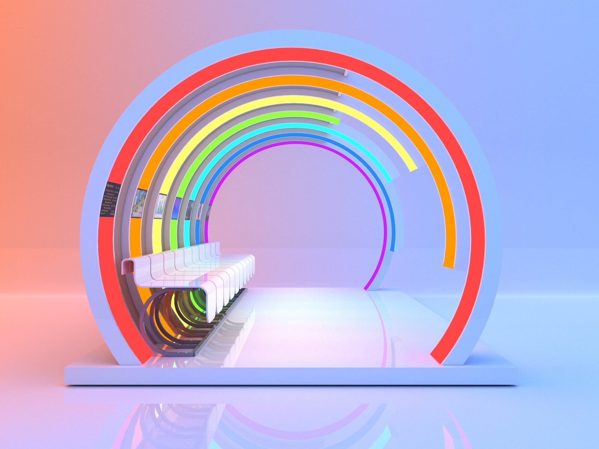 Spherical Rainbow Bus Stop - 3D Model by malibusan